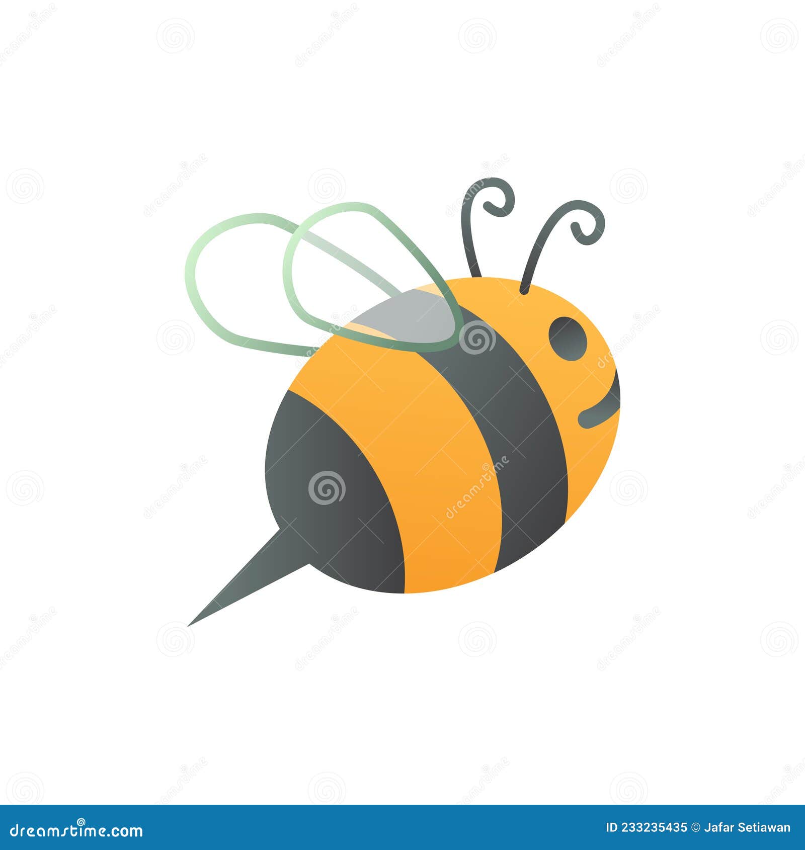 Single Cute Bee is Flying. Simple Bee Cartoon Character Stock Vector ...