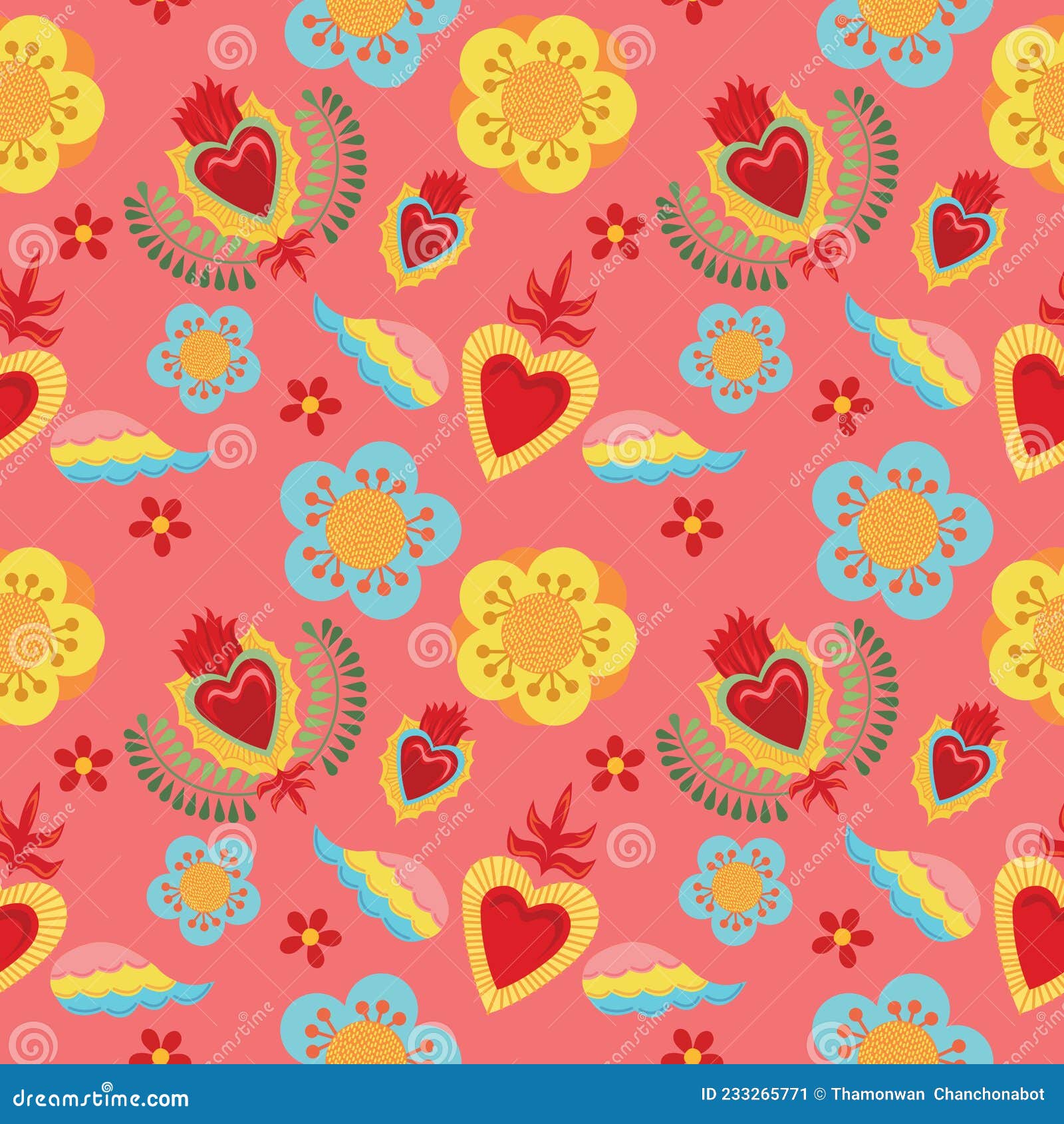 Sacred Heart Seamless Vector Art Design Stock Vector - Illustration of ...