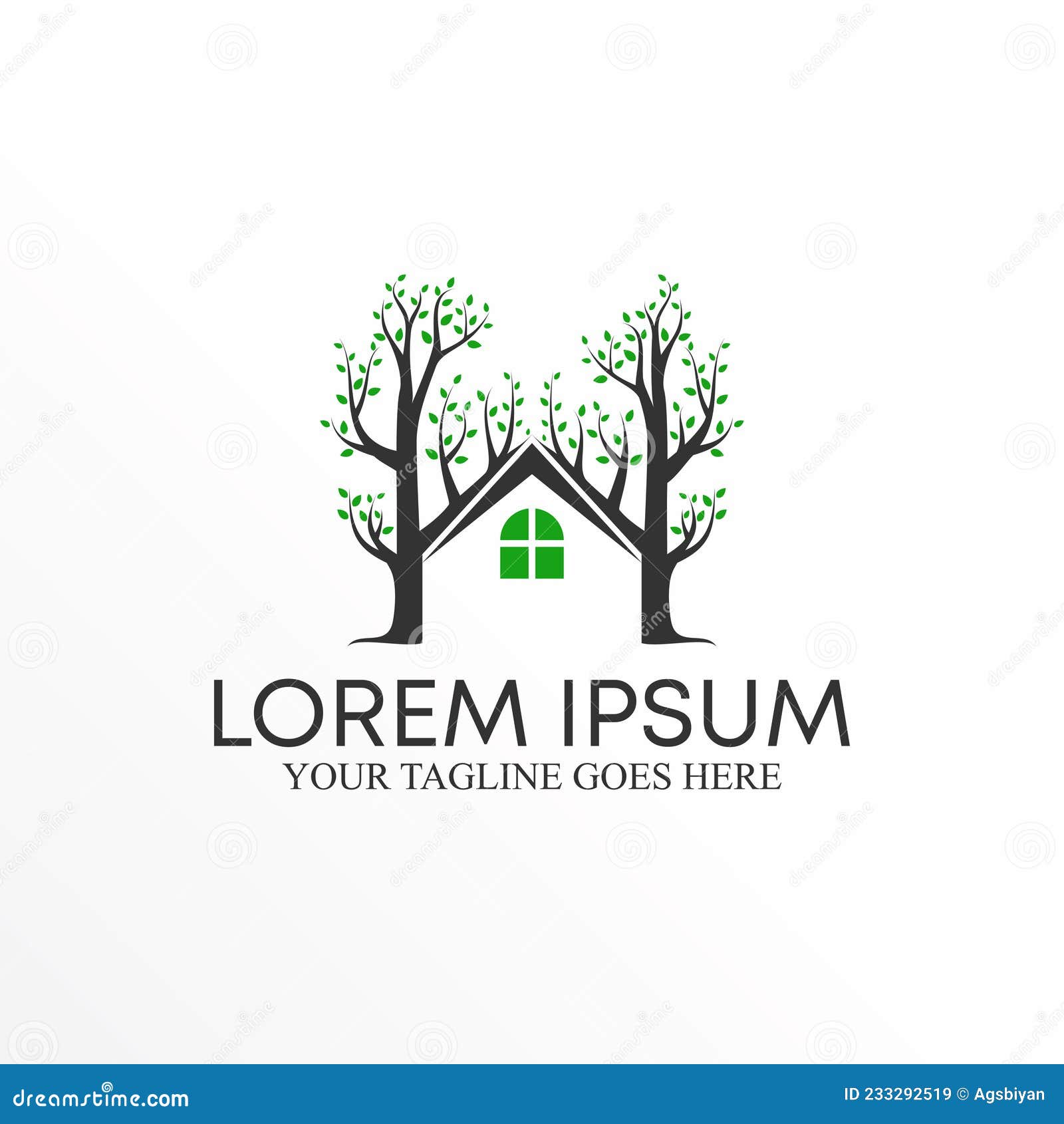 Tree and Roof Logo Free Vector Stock. Window Abstract Design Concept ...