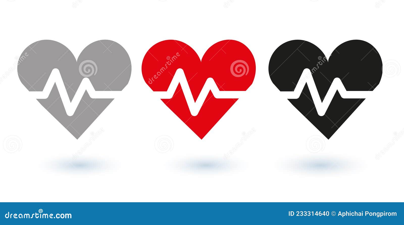 Illustration Three Hearts with Heart Waves Inside. Suitable for ...