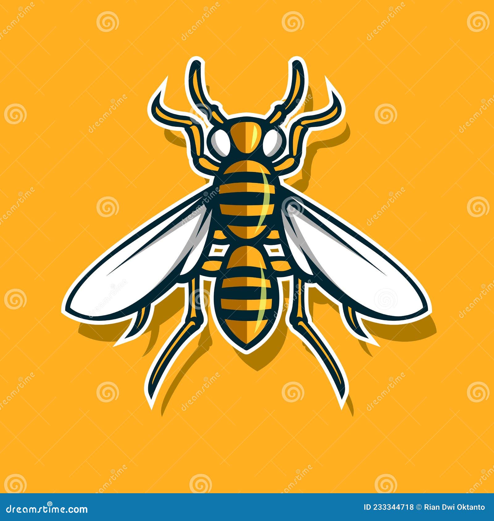 Wasp Illustration for Logo Design Stock Vector - Illustration of sign ...