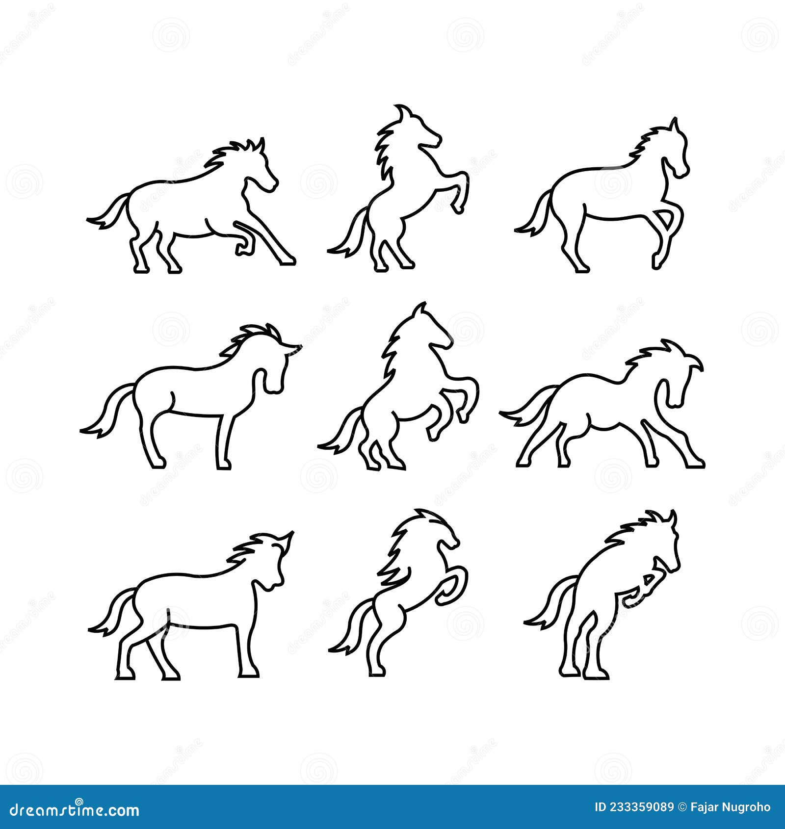 Set of Line of Horse for Logo Identity. Stock Vector - Illustration of ...