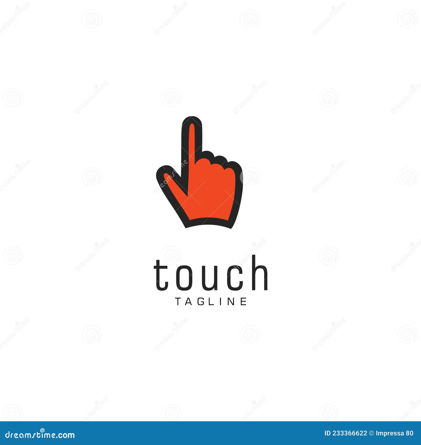 Vector Illustration of a Hand Touching Logo in Simple Two Colors Stock ...