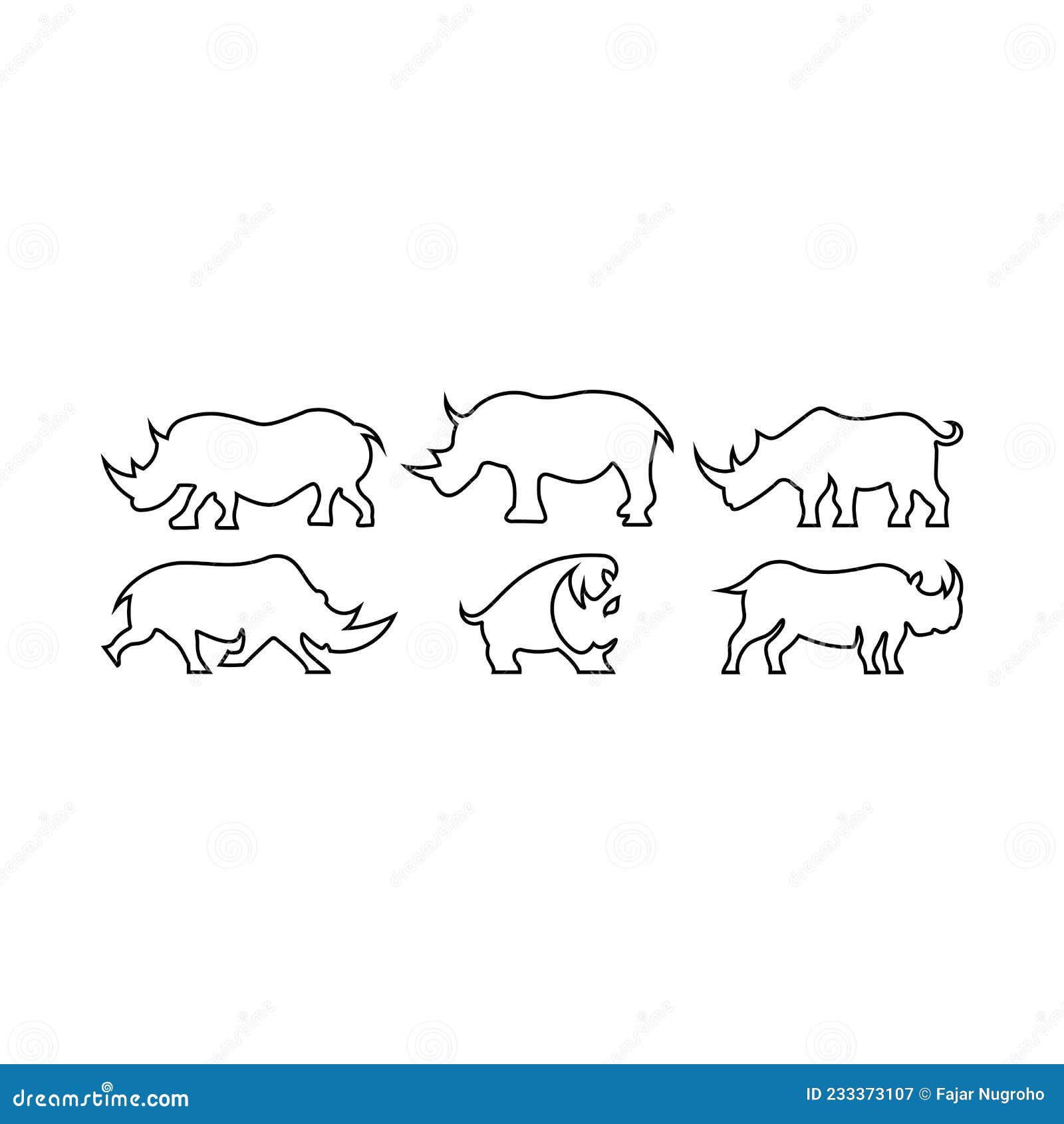 Rhino One Line Drawing. One Continuous Line Drawing Of Strong White ...