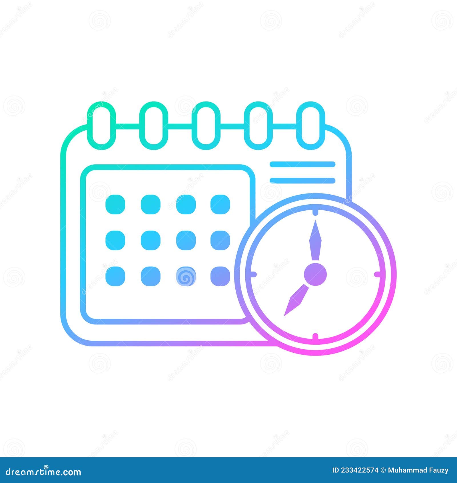 Date and Time Icon in Gradient Line Style Stock Vector - Illustration ...