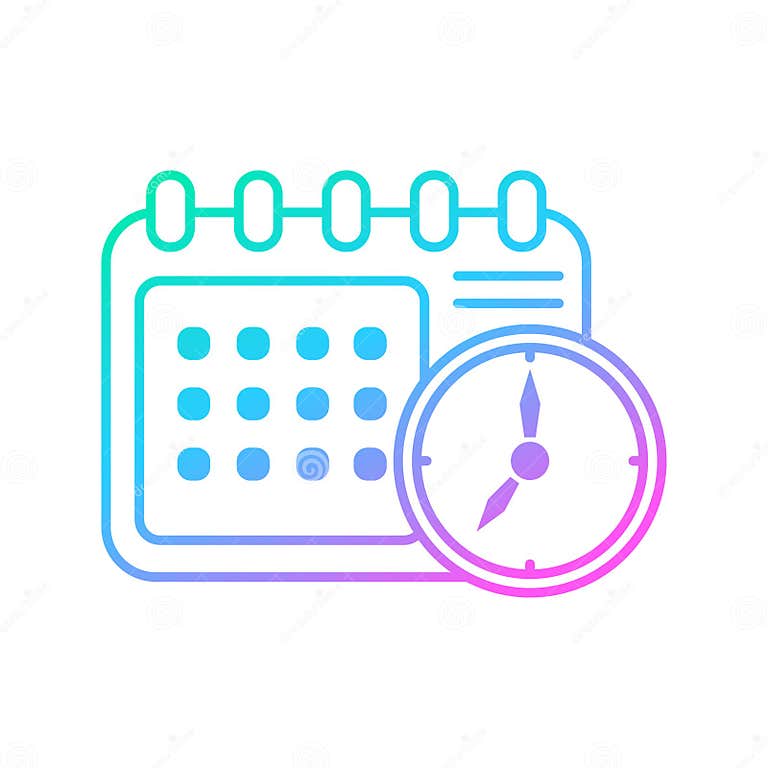 Date and Time Icon in Gradient Line Style Stock Vector - Illustration ...