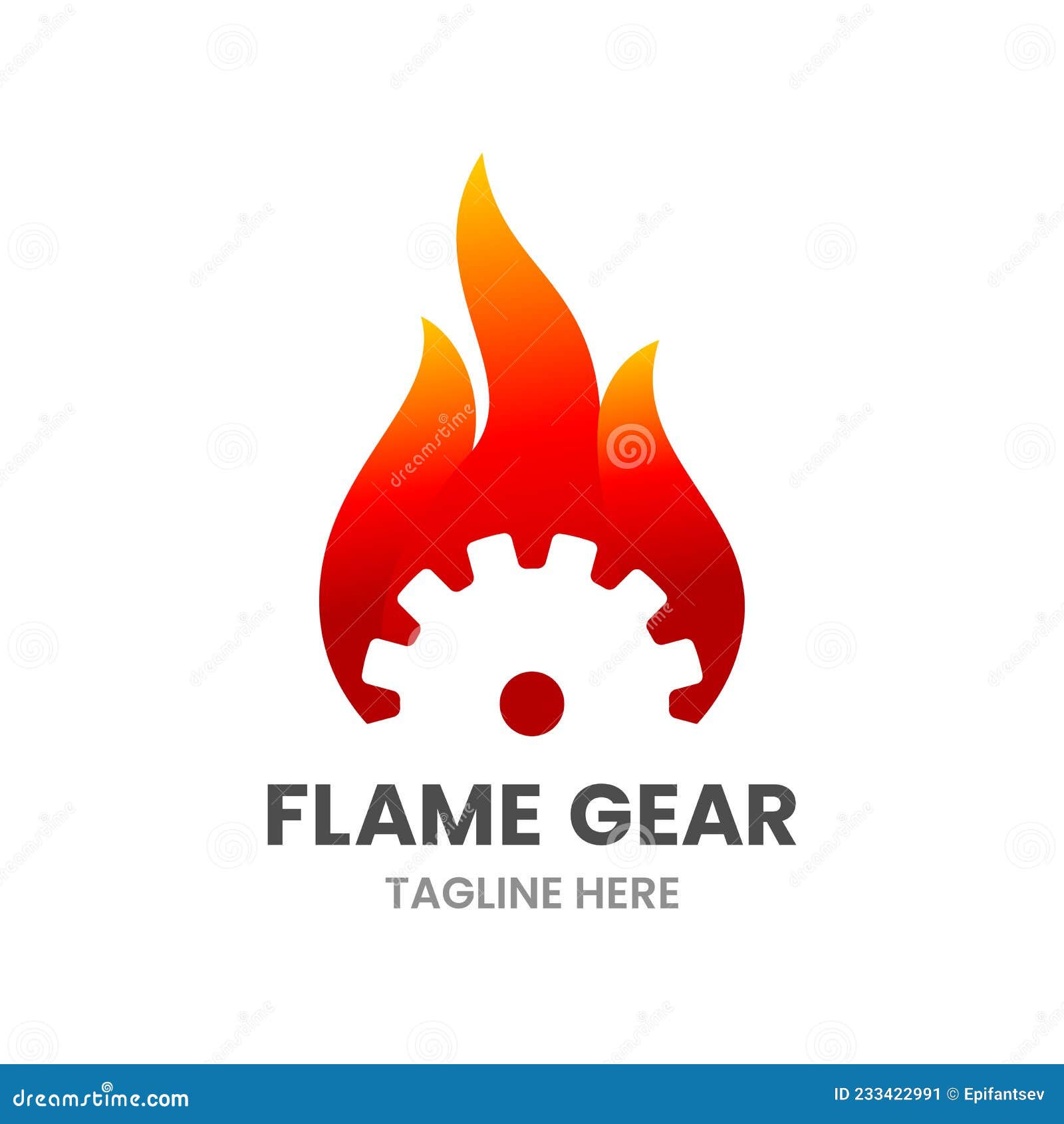 Flame Gear Logo Design Template. Abstract Fire with Gear Stock Vector ...
