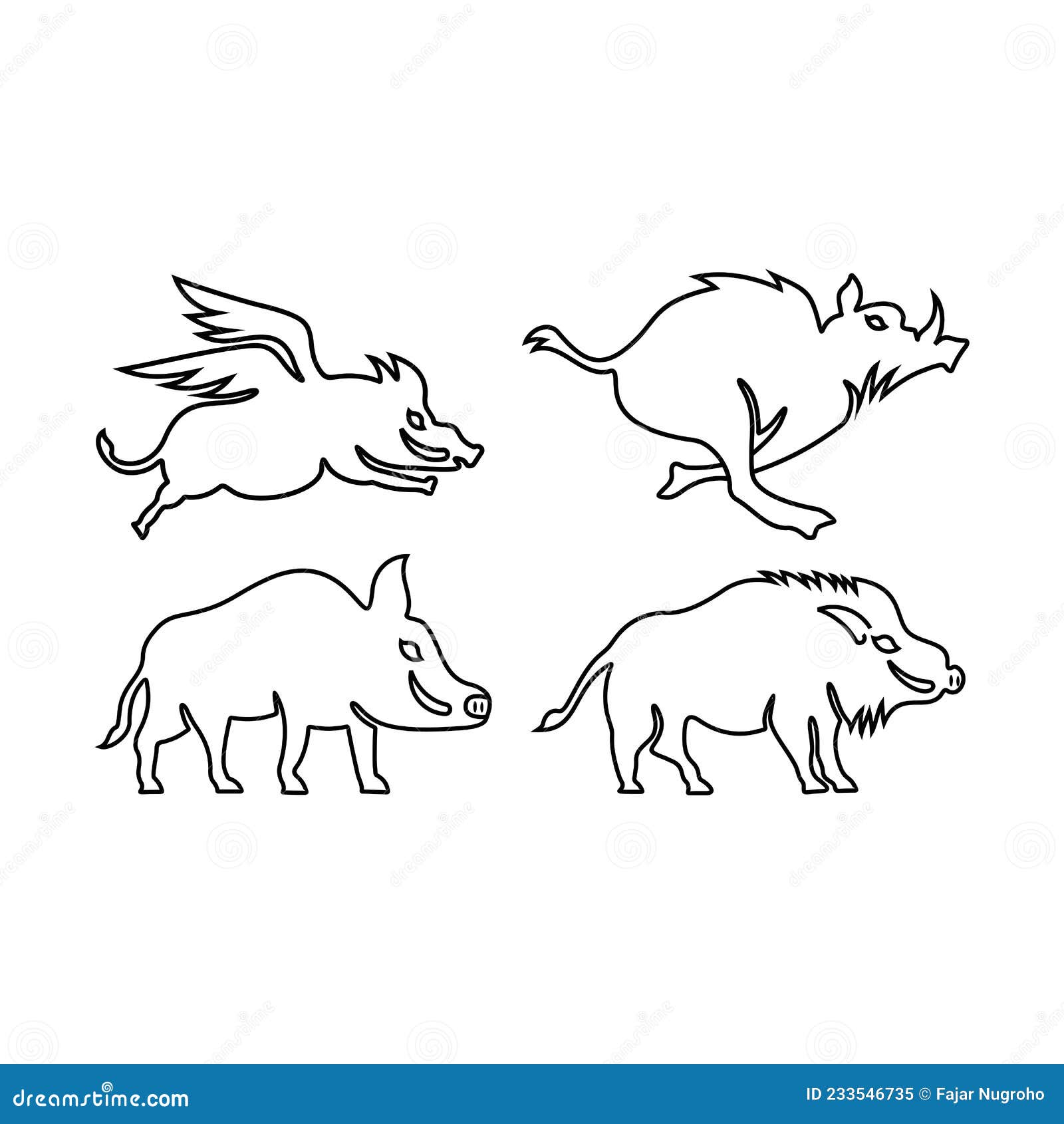 Hog Outline Vector Icon Symbol Logo Illustration Stock Vector ...