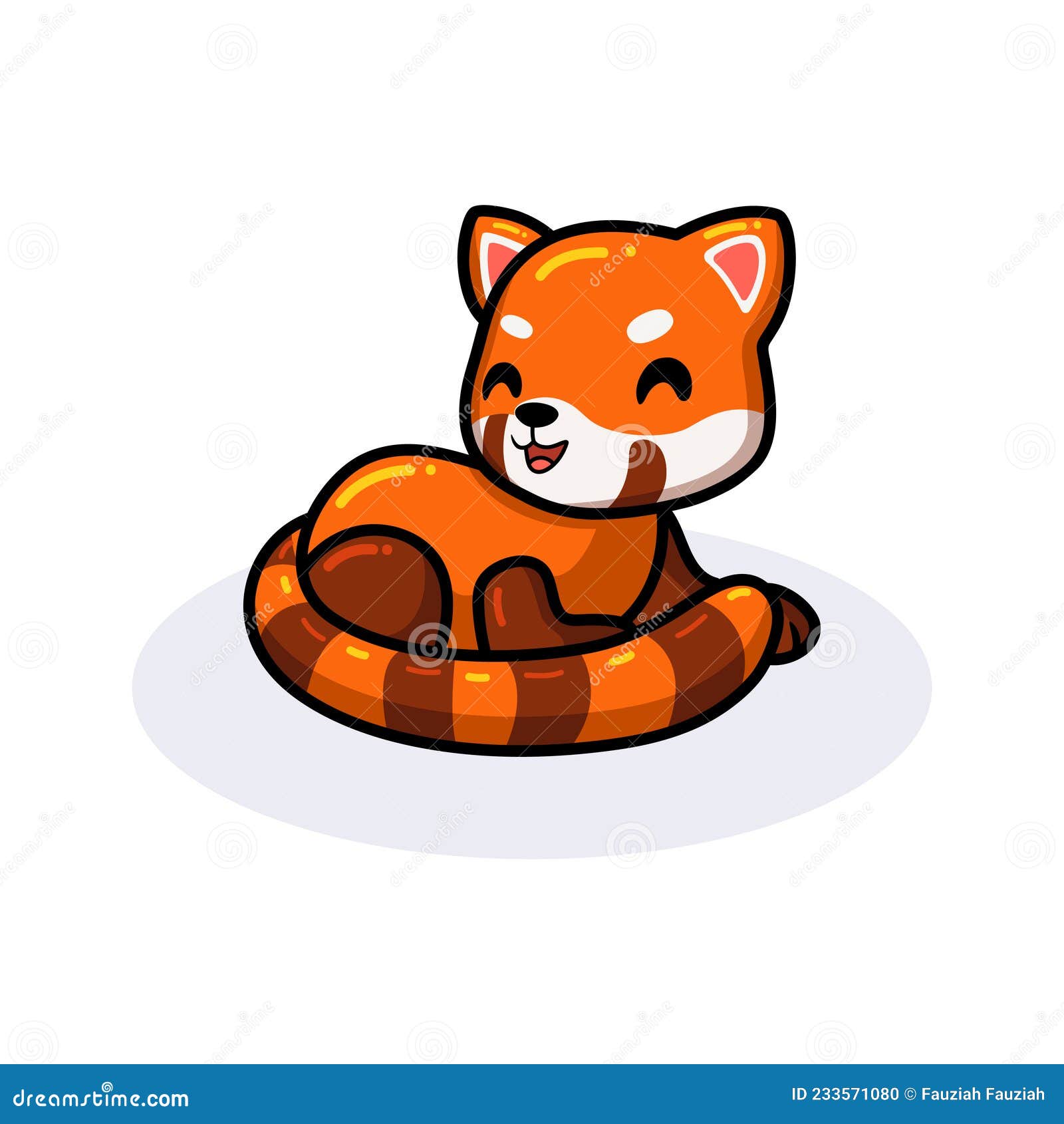 Cute Little Red Panda Cartoon Sitting Stock Vector - Illustration of ...