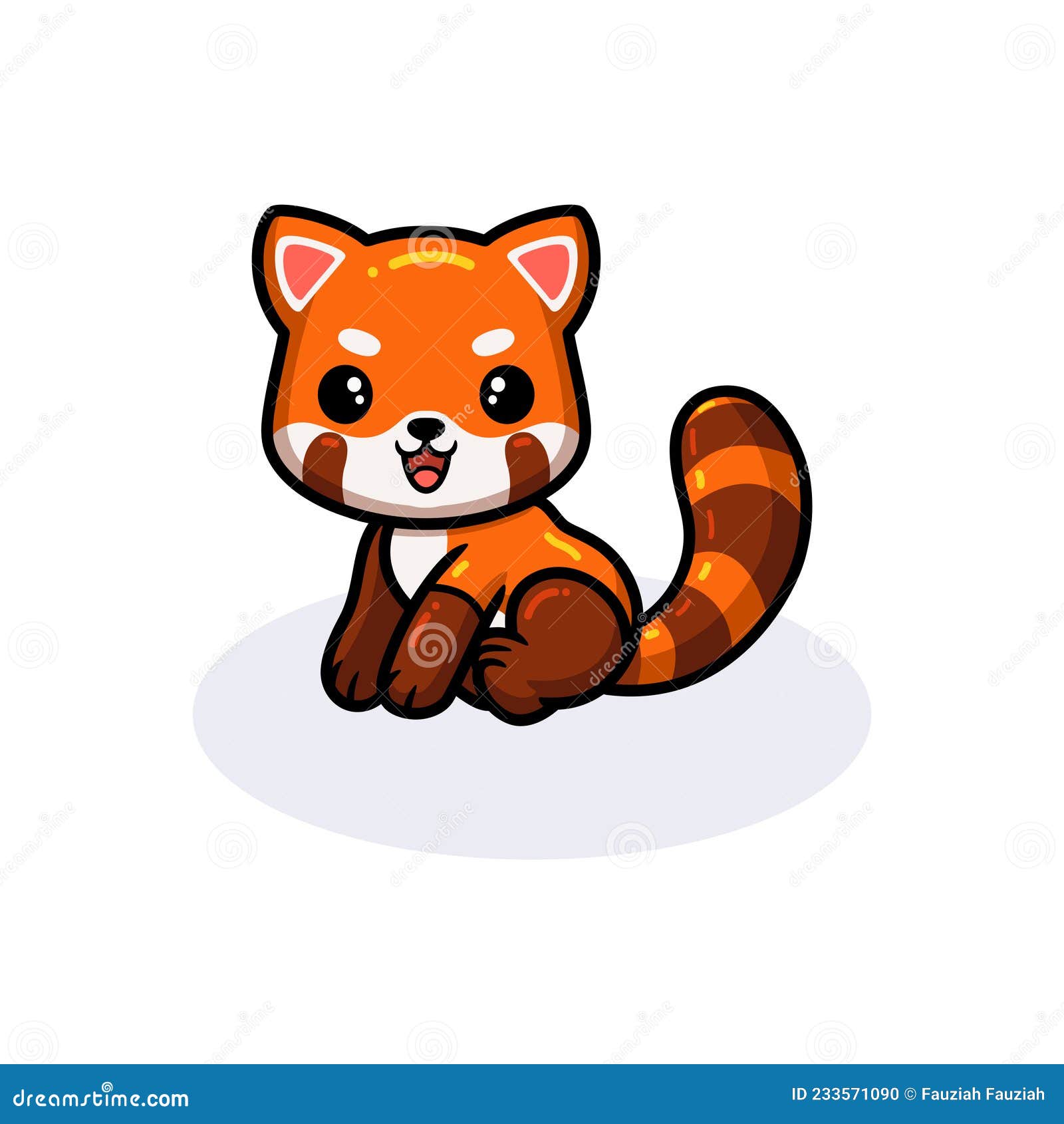 Cute Little Red Panda Cartoon Sitting Stock Vector - Illustration of ...