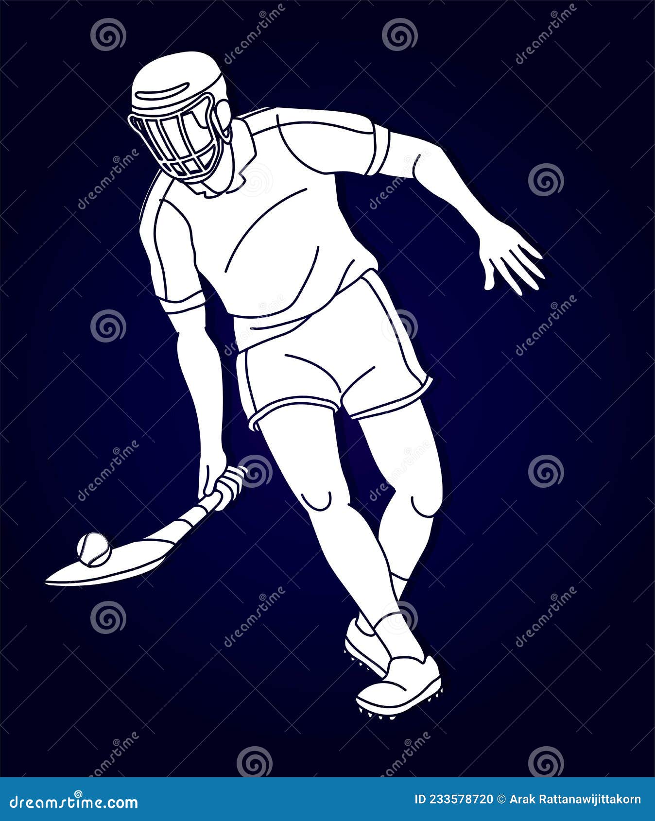 Irish Hurley And Sliotar In Doodle Style Vector Illustration ...