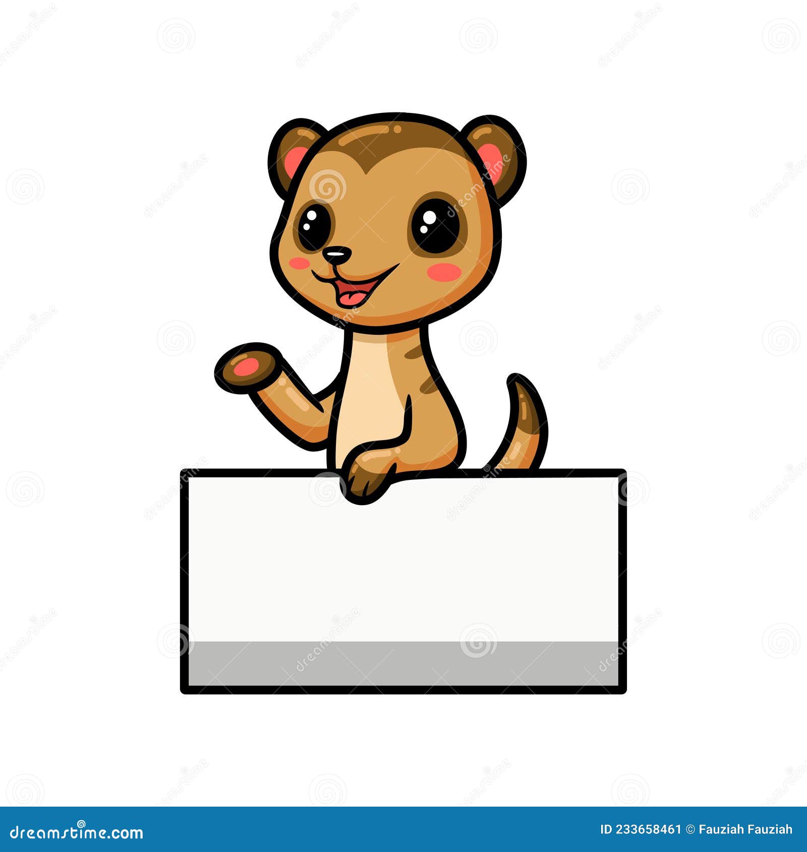Cute Little Meerkat Cartoon with Blank Sign Stock Vector - Illustration ...