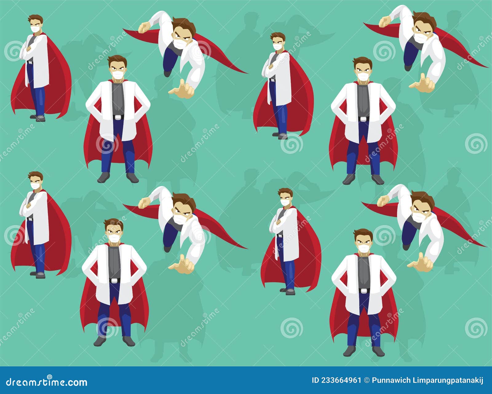 Superhero Doctor Surgical Mask Cartoon Seamless Wallpaper Background ...