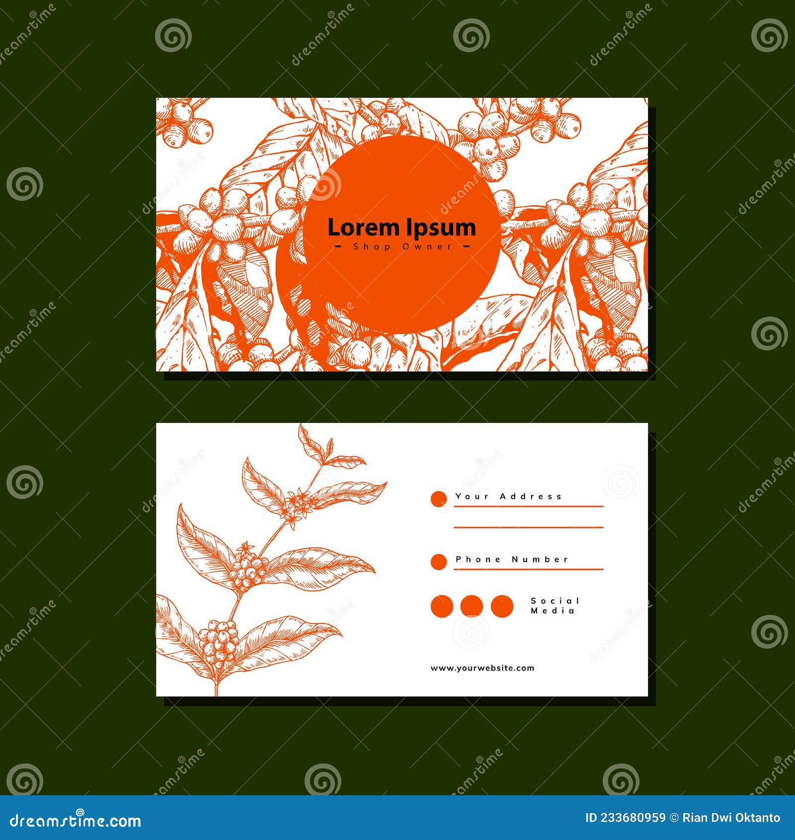 Coffee name card design stock vector. Illustration of card - 233680959