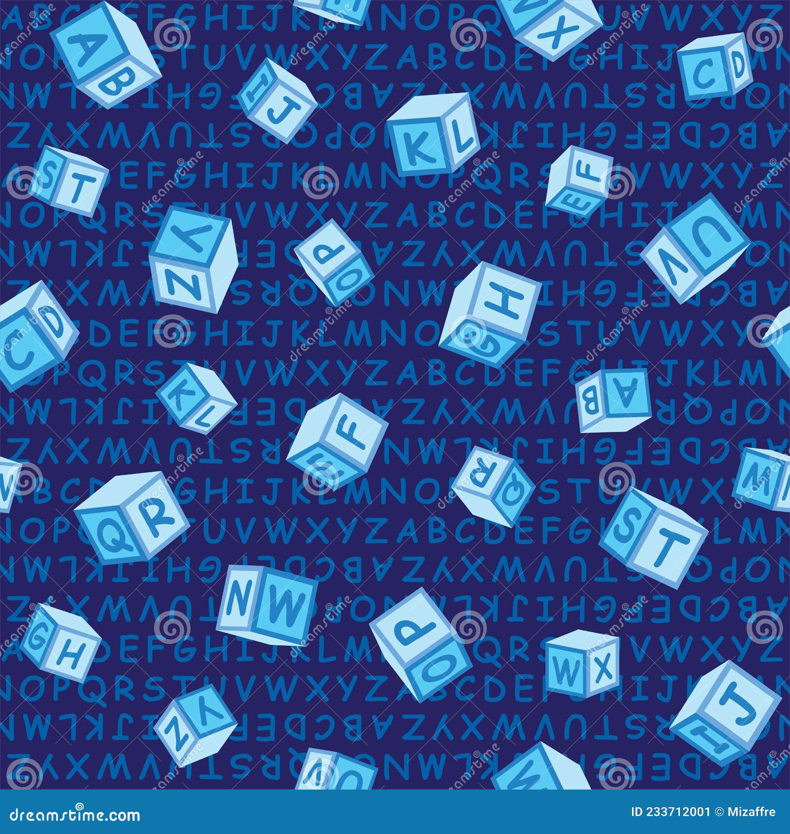 Seamless Monotone Blue Alphabet Cube Blocks with Alphabet Background ...