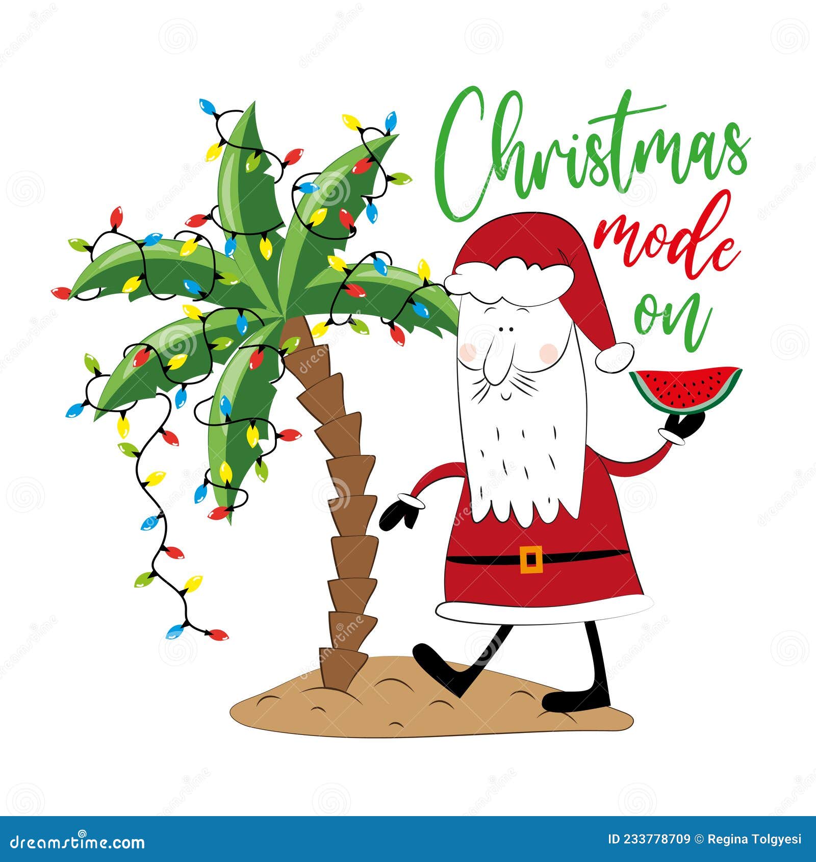 Christmas Mode on - Funny Greeting with Santa Claus in Island and Palm ...