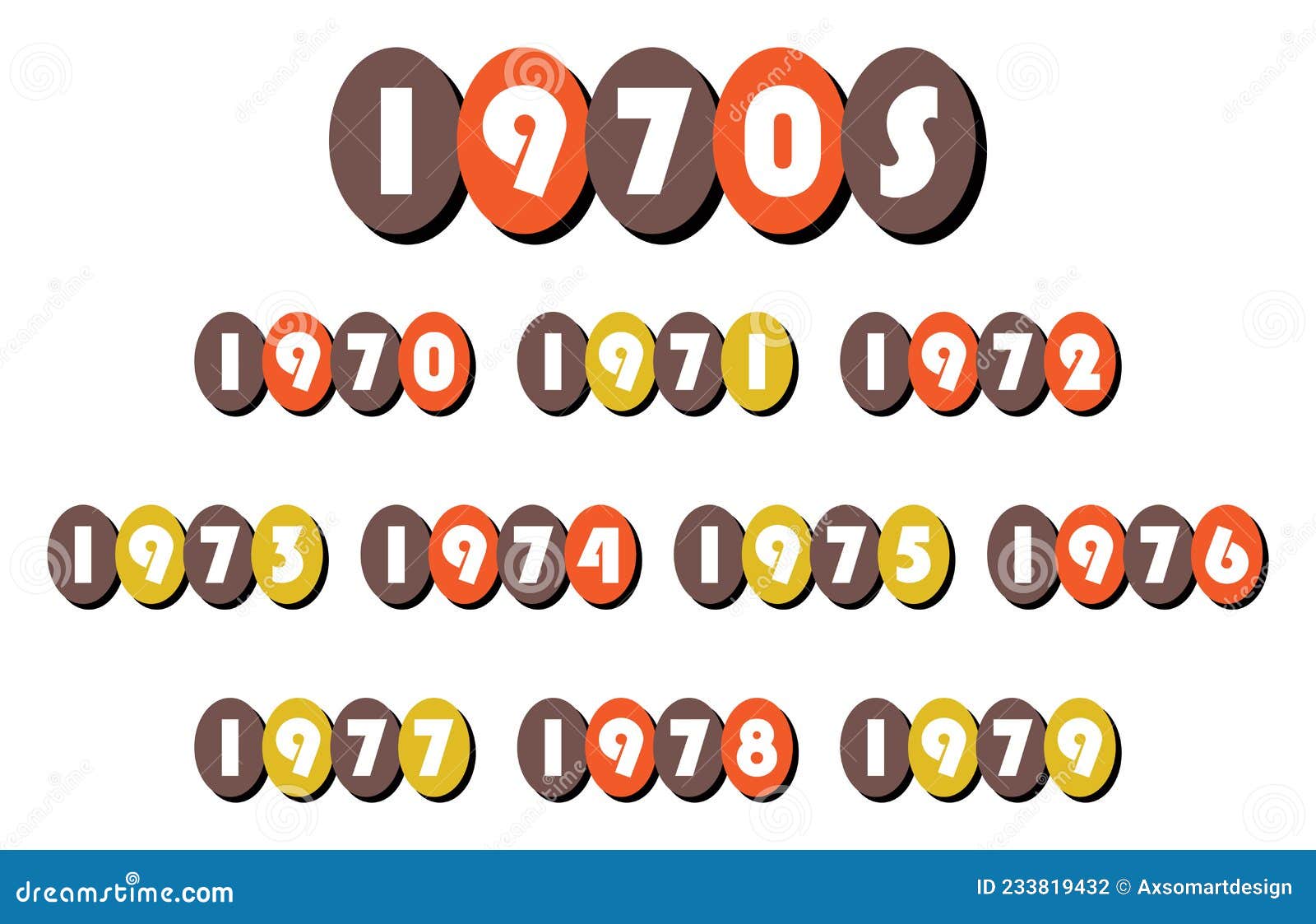 1970s Year Labels | Seventies Calendar Headers and Timeline Clipart ...