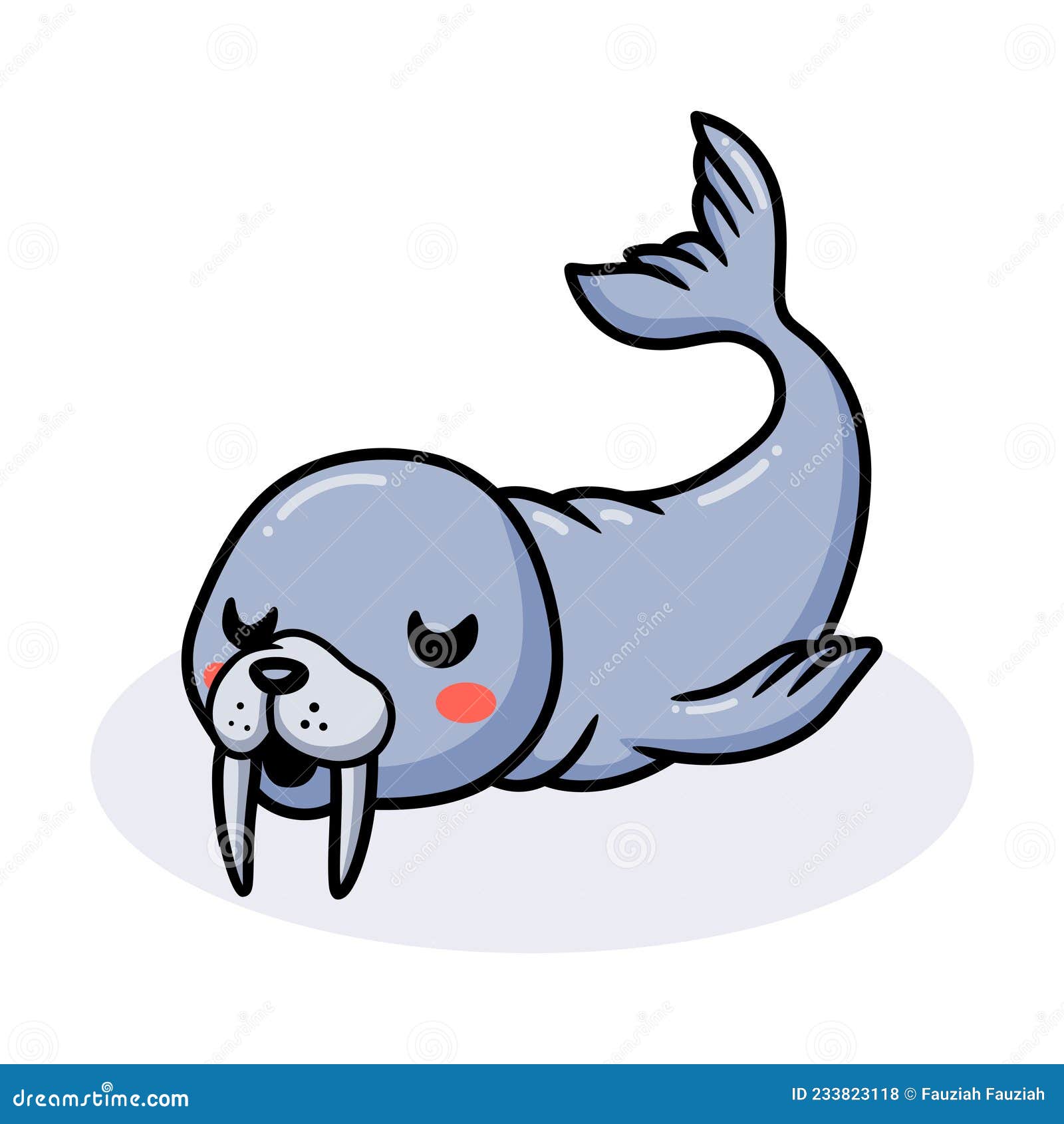 Cute Little Walrus Cartoon Sleeping Stock Vector - Illustration of ...