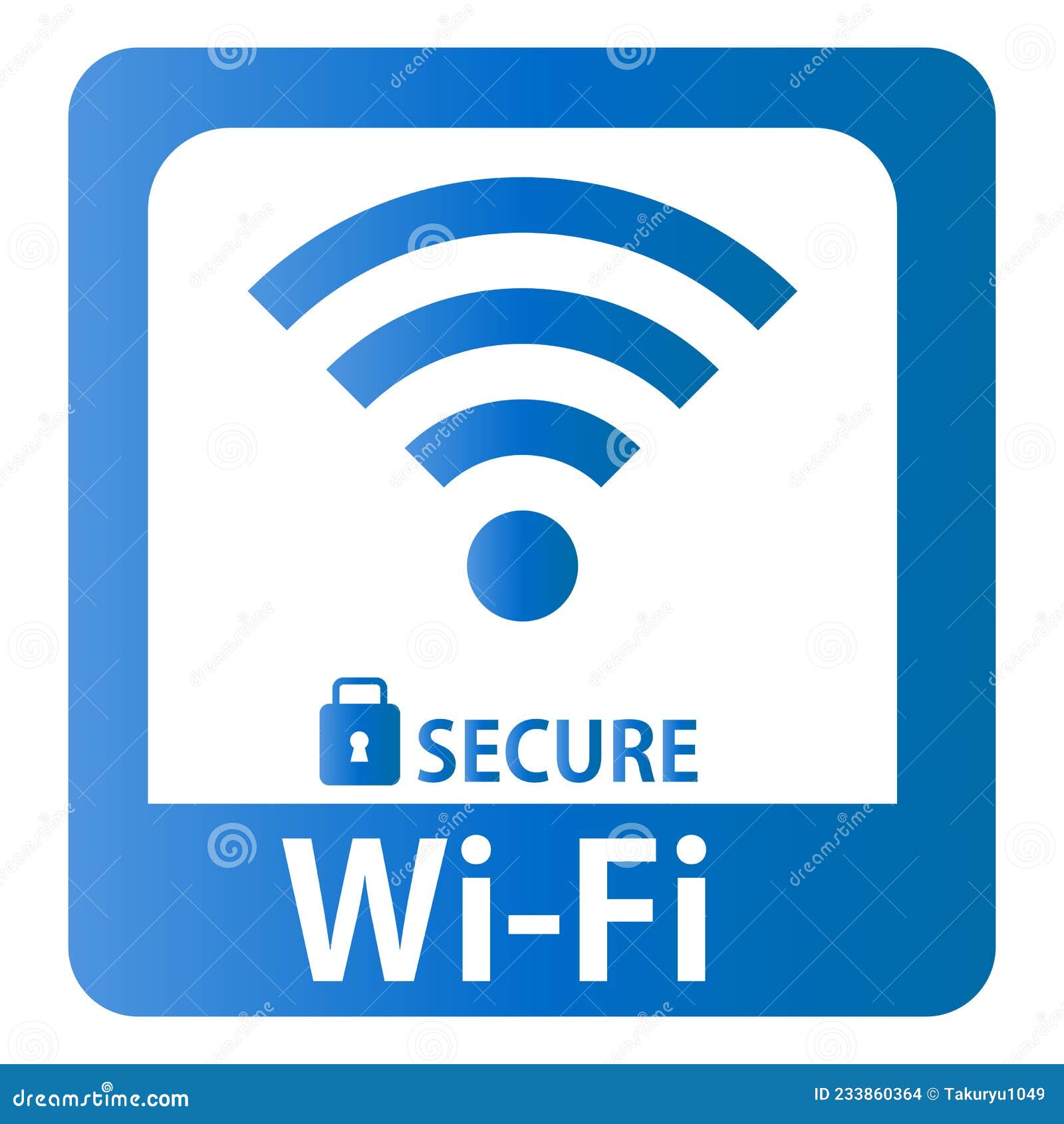 Simple Secure Wi-Fi Icon. Color is Blue. Stock Vector - Illustration of ...