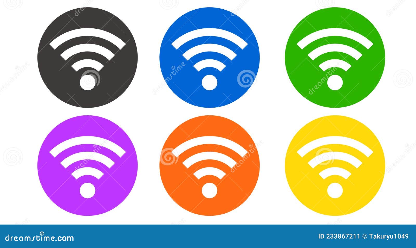 A Set of Colorful Round Wifi Icons. Stock Vector - Illustration of ...