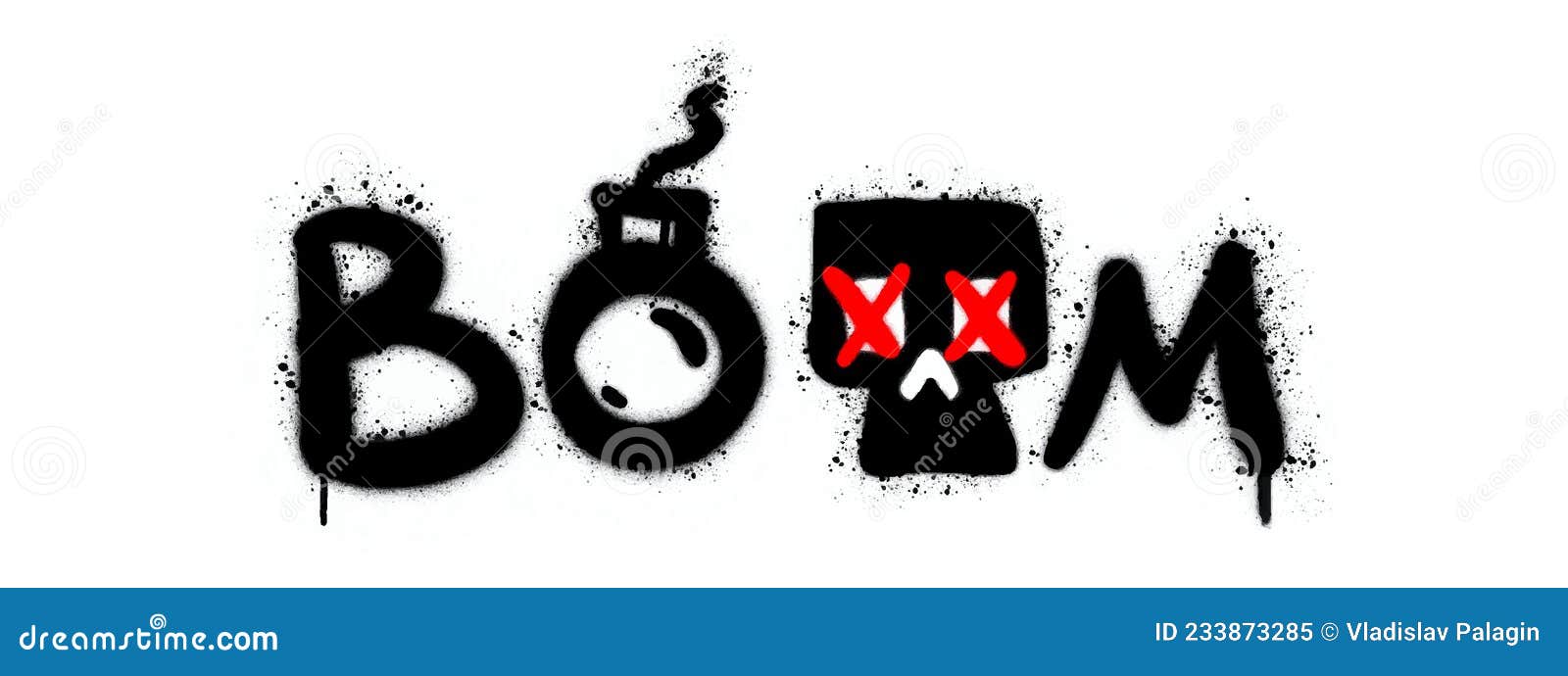 Boom Airbrush Lettering with Bomb and Skull. Stock Vector ...