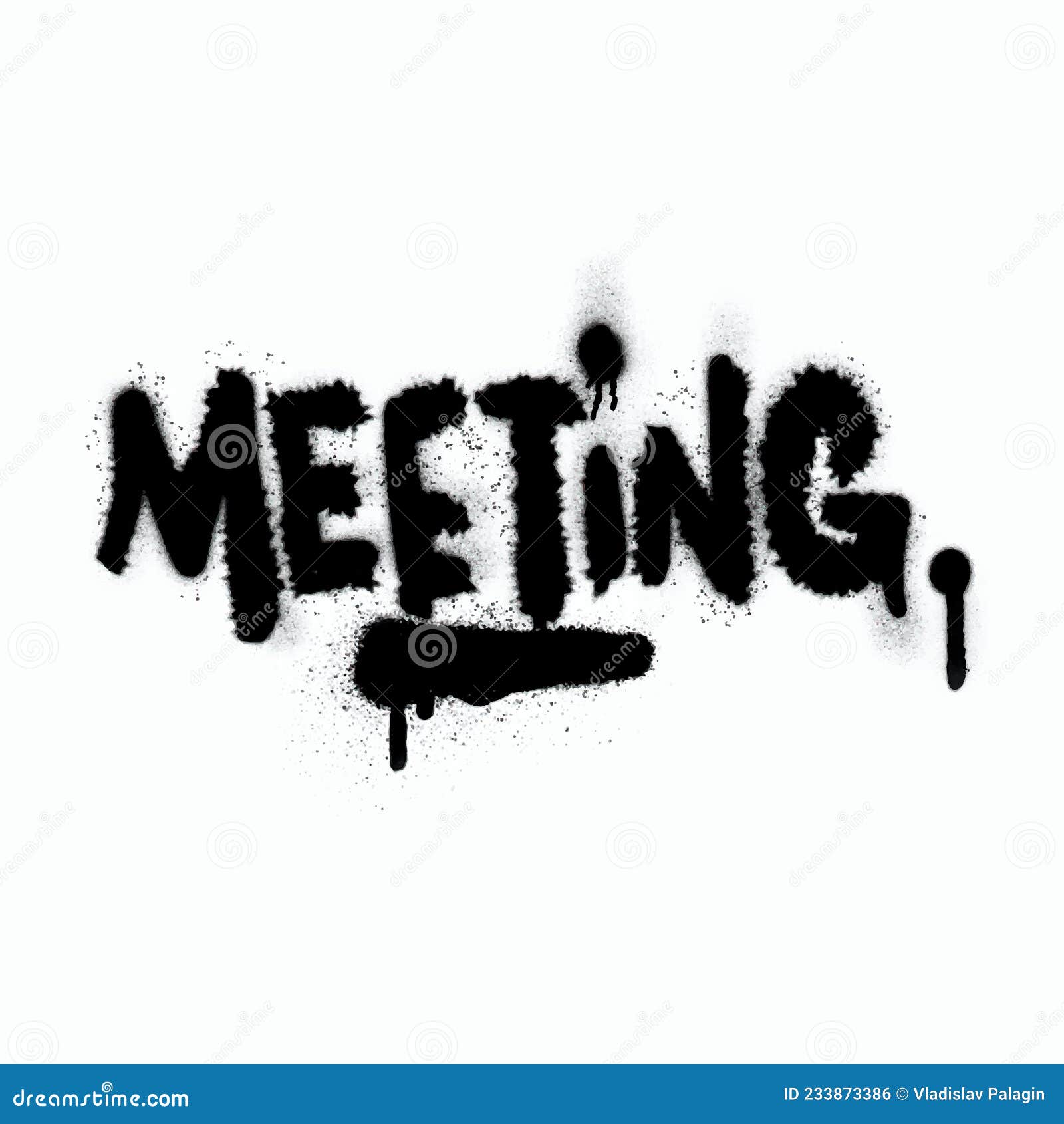 Meeting Airbrushed Hand Drawn Text. Stock Vector - Illustration of ...