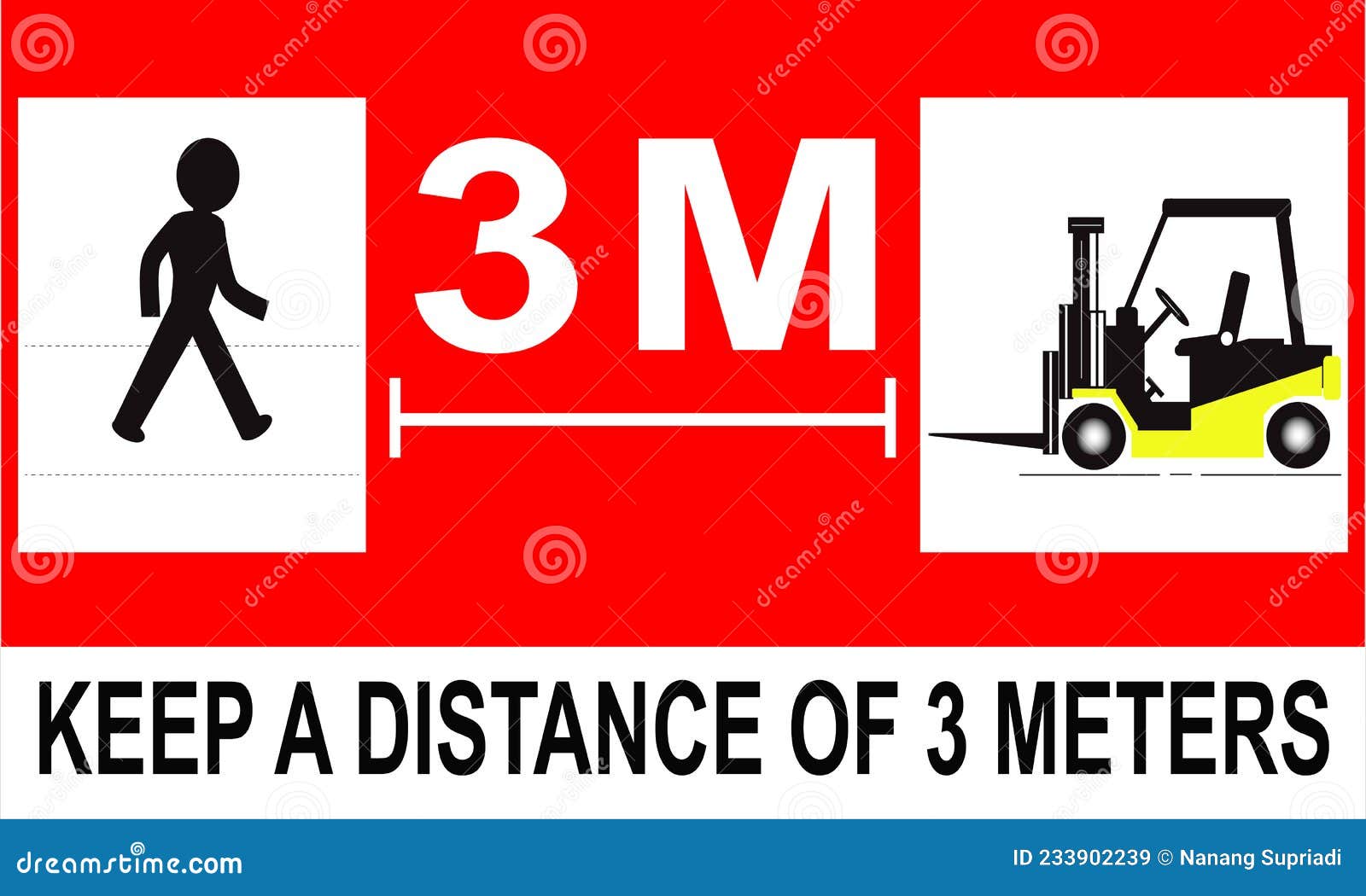 Forklift Safety.keep a Distance of 3 Meters Sign - Vector Stock Vector ...