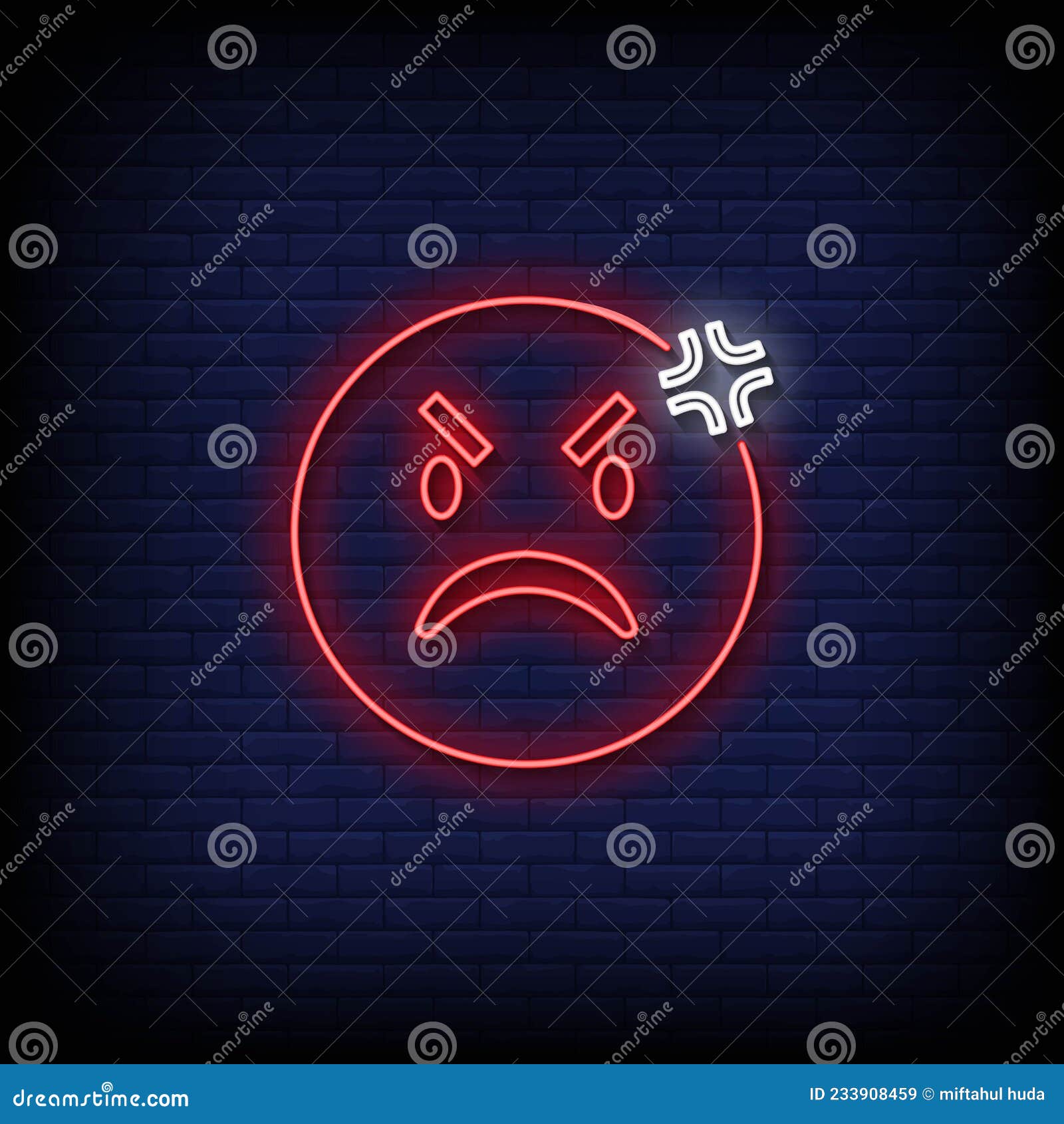 Angry Emoticon Neon Signs Style Text Vector Stock Vector - Illustration ...