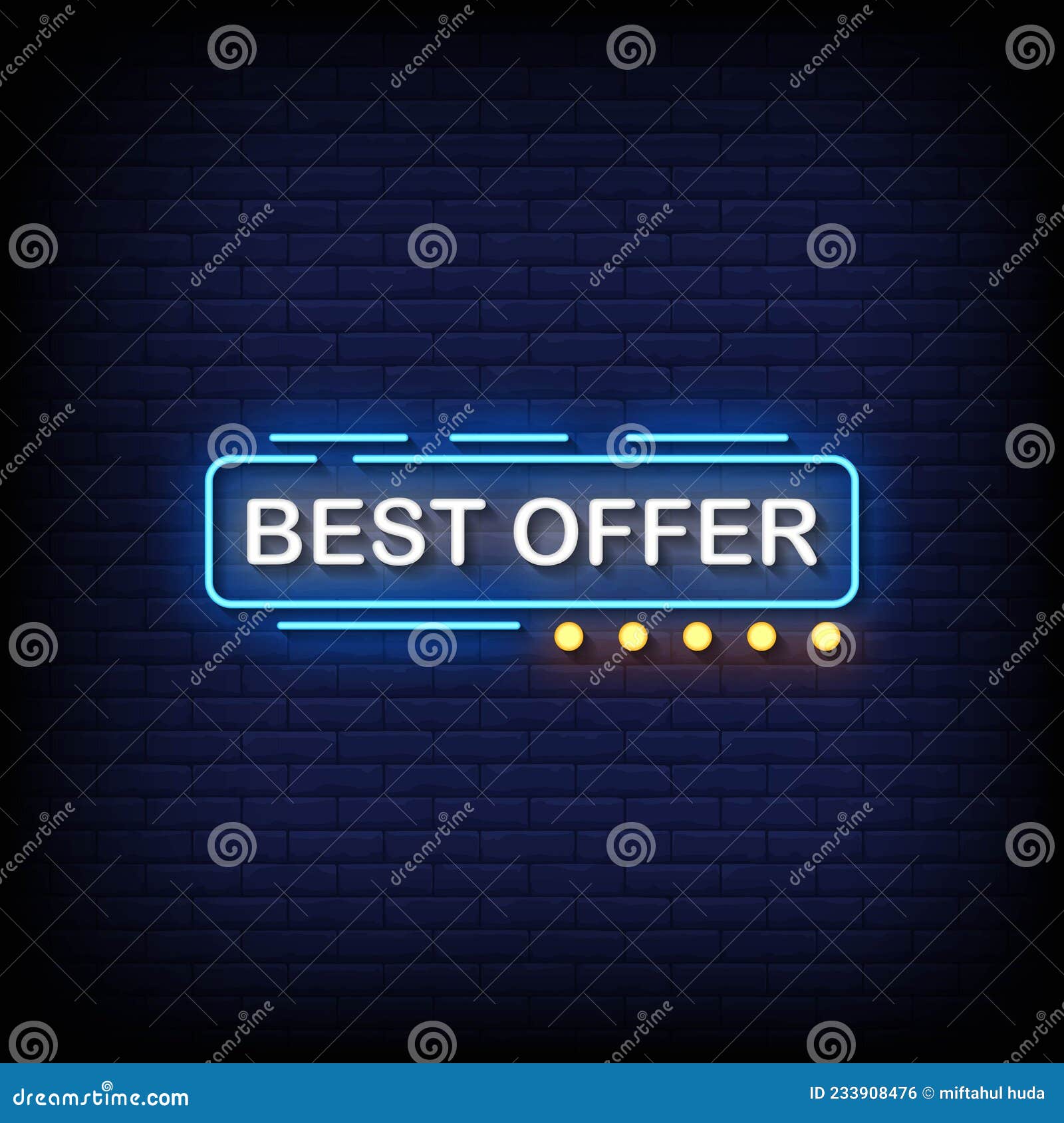 Best Offer Neon Signs Style Text Vector Stock Vector - Illustration of ...