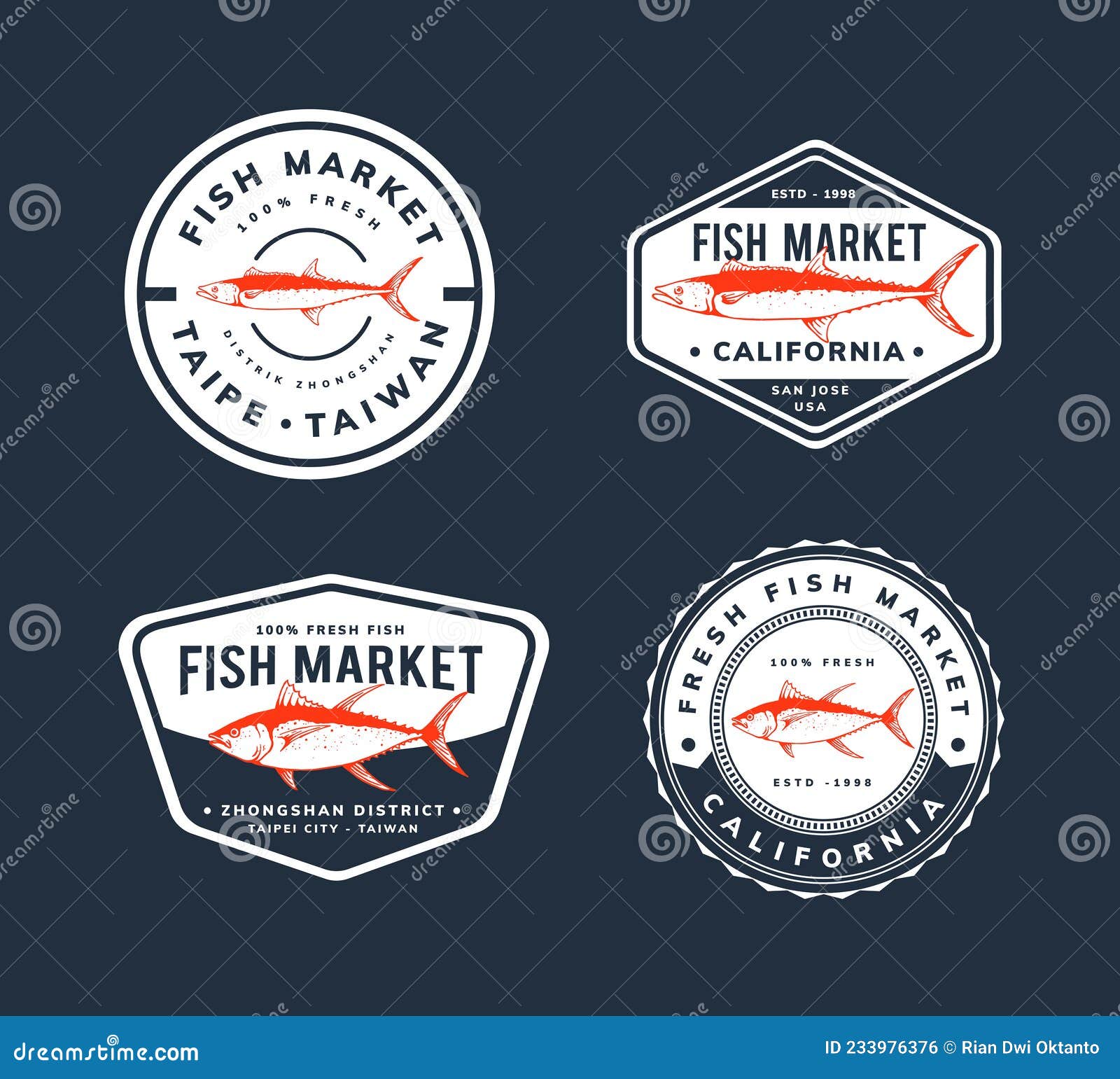 Fish Market Logo Template Design Stock Vector - Illustration of ...