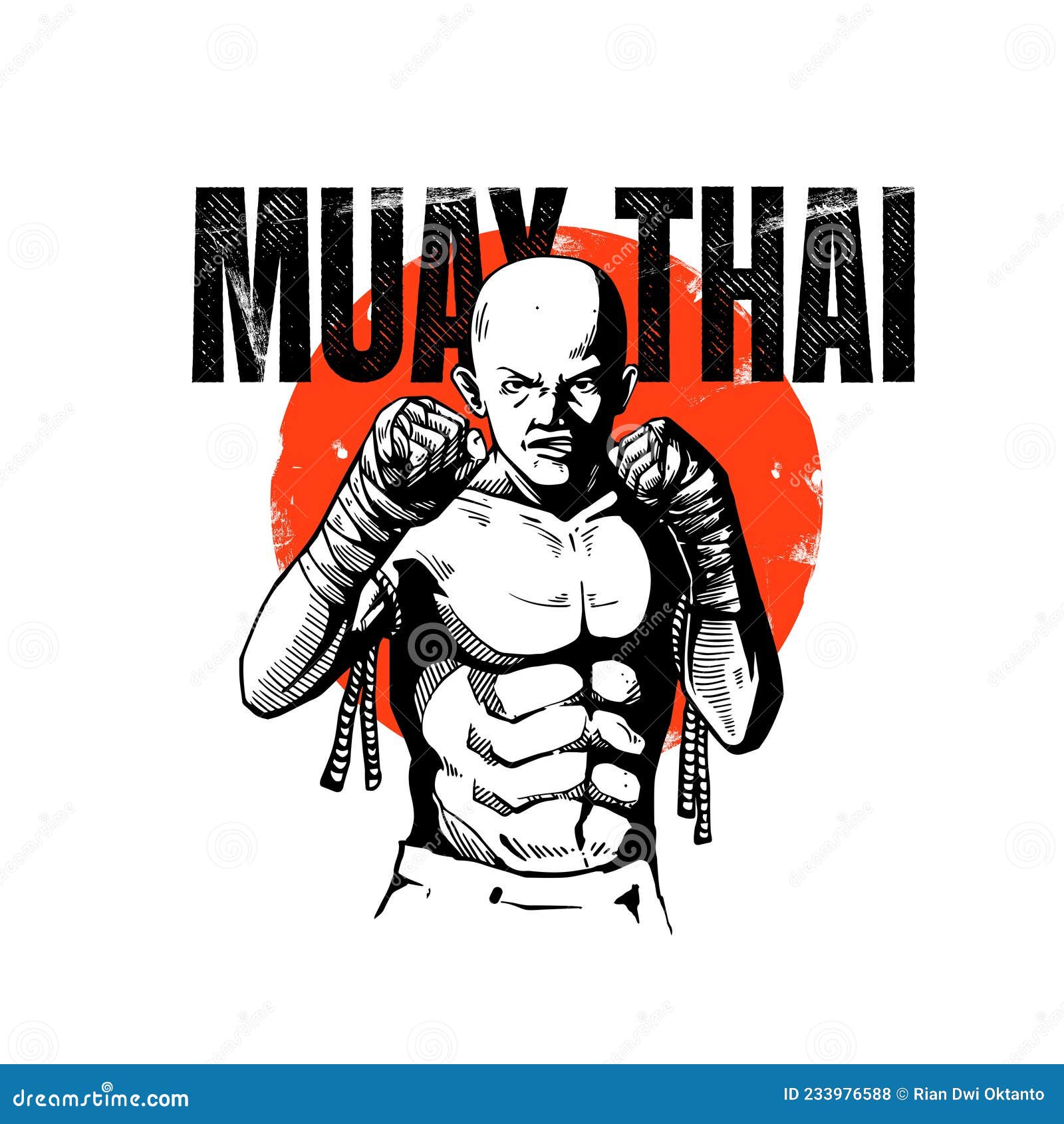Muay Thai Illustration for T-shirt Design Stock Vector - Illustration ...