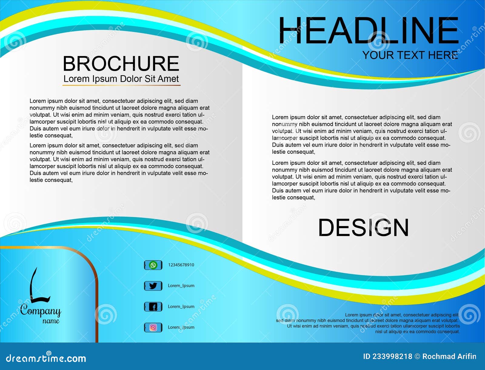 Layout Modern with Blue Color Size A4, Front and Back, Easy To Use and ...