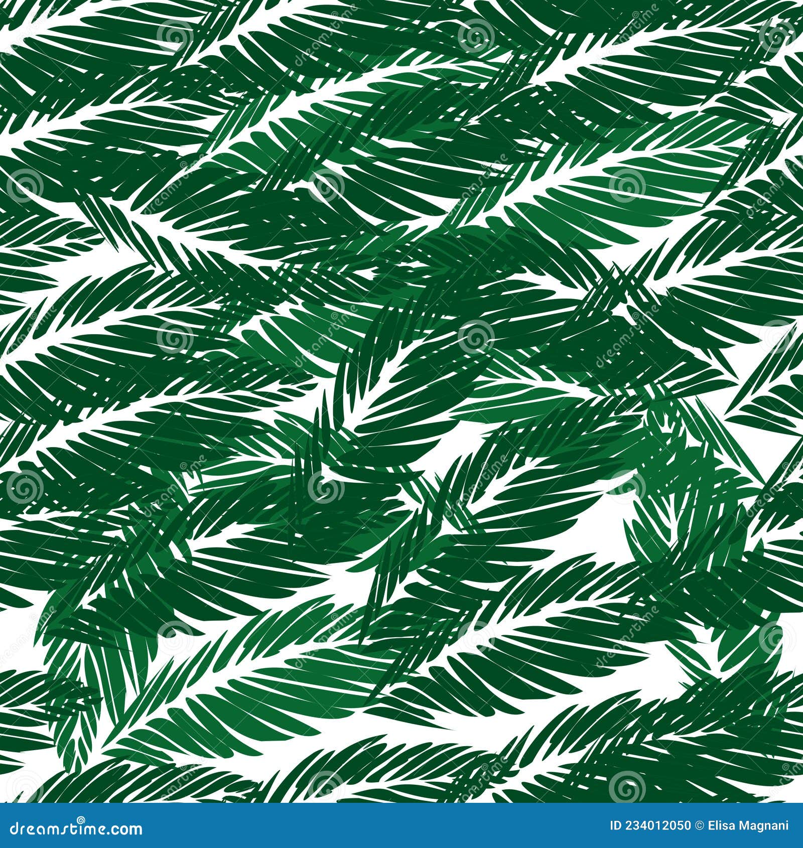 Seamless Greenery Pattern with Leaves. Botanical Art. Vector ...