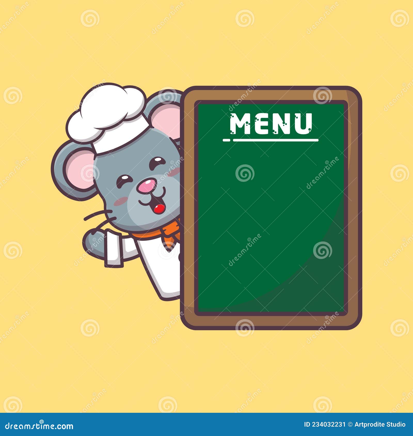 Cute Mouse Chef with Menu Board Stock Vector - Illustration of animal ...