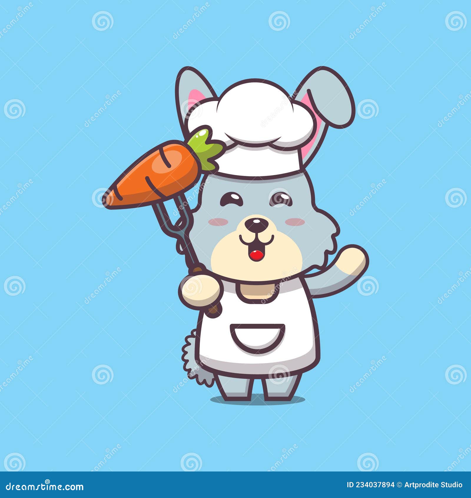 Cute Rabbit Chef with Carrot Stock Vector - Illustration of hare ...