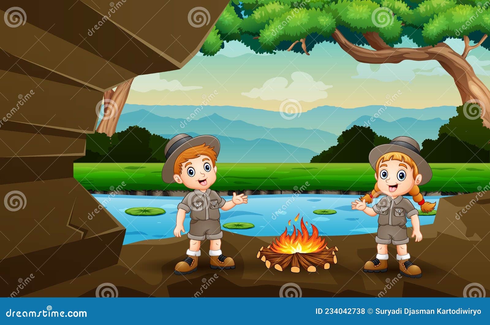 Explorer In A Cave Royalty-Free Cartoon | CartoonDealer.com #24298088