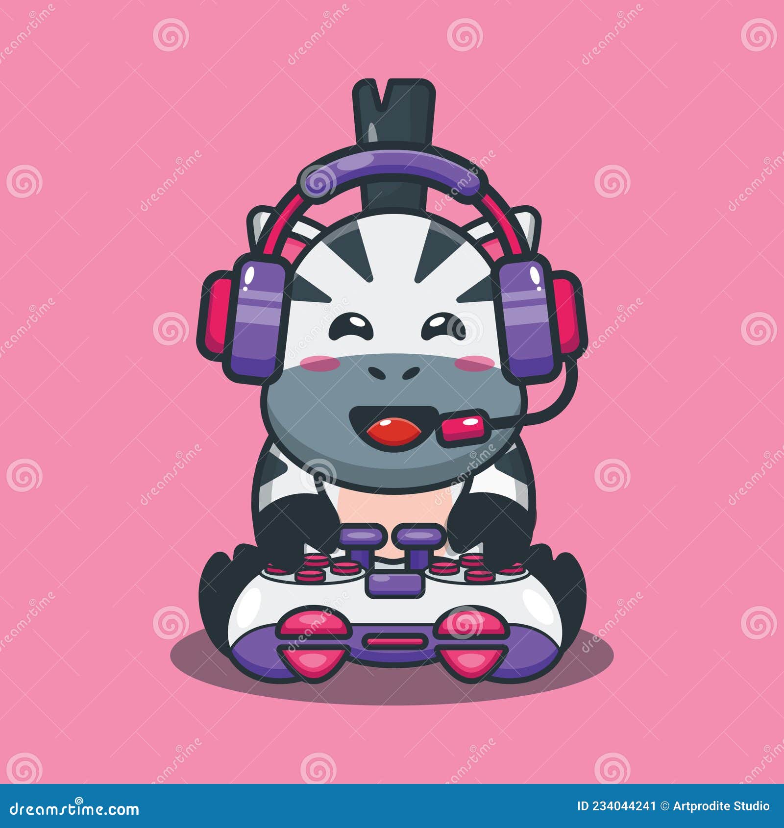 Cute Zebra Gaming. Cute Cartoon Animal Illustration Stock Vector ...