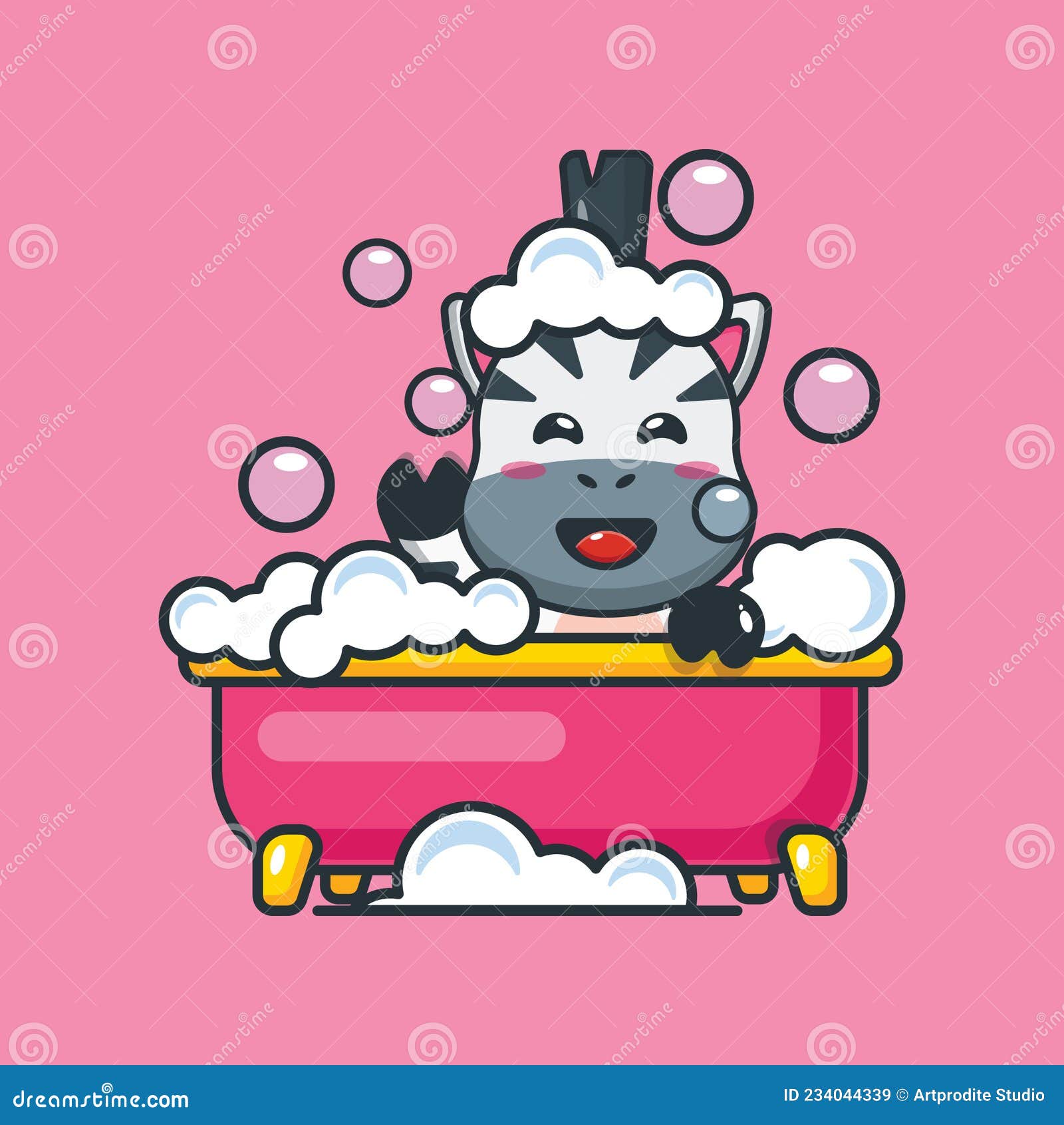 Cute Zebra Taking Bubble Bath in Bathtub Stock Vector - Illustration of ...