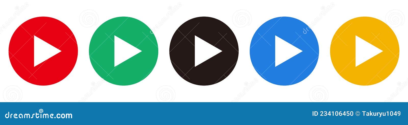 Colorful Play Button. Simple Icons with Unfilled Lines. - Vector Stock ...