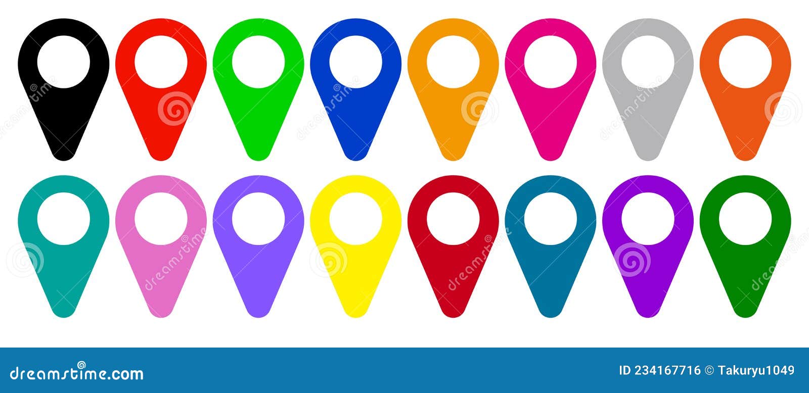 Map Pins Icon Set for Maps - Colorful. Stock Vector - Illustration of ...