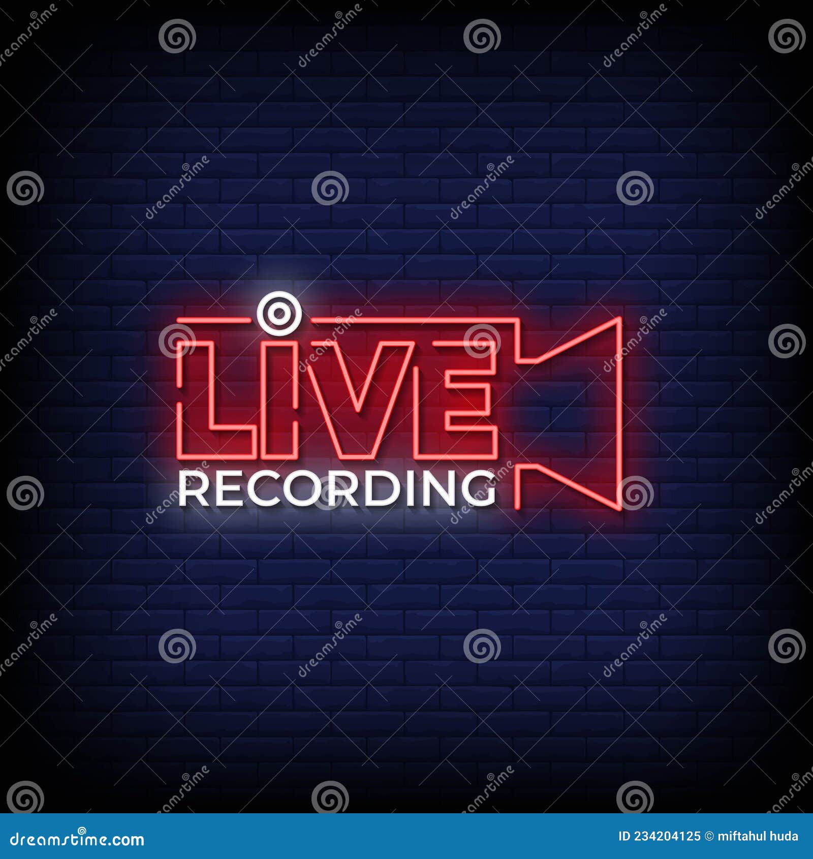 Live Recording Neon Signs Style Text Vector Stock Vector - Illustration ...