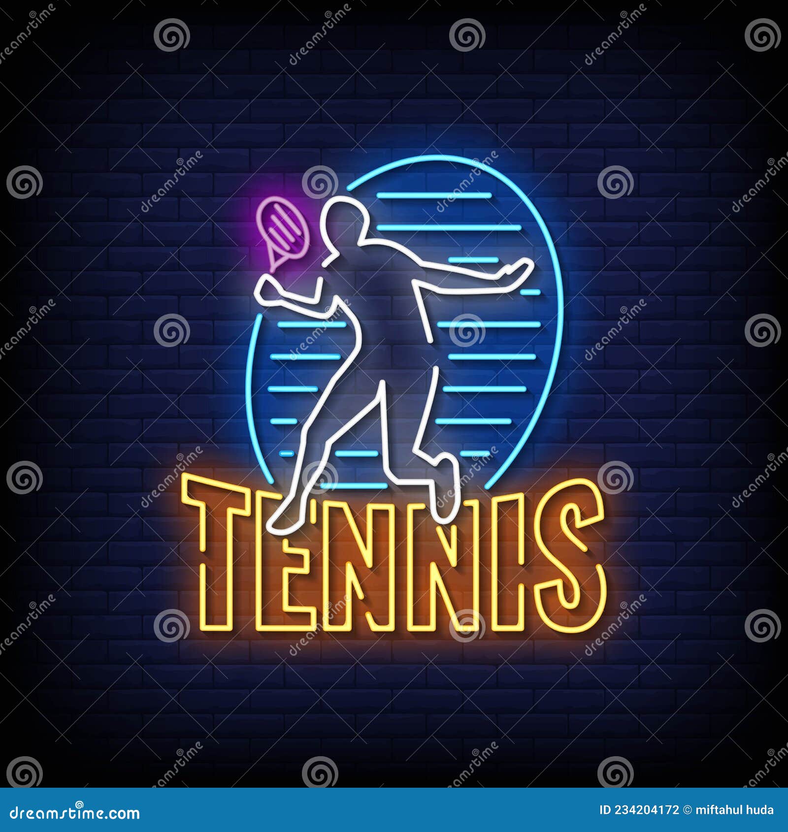 Tennis Neon Signs Style Text Vector Stock Vector - Illustration of neon ...