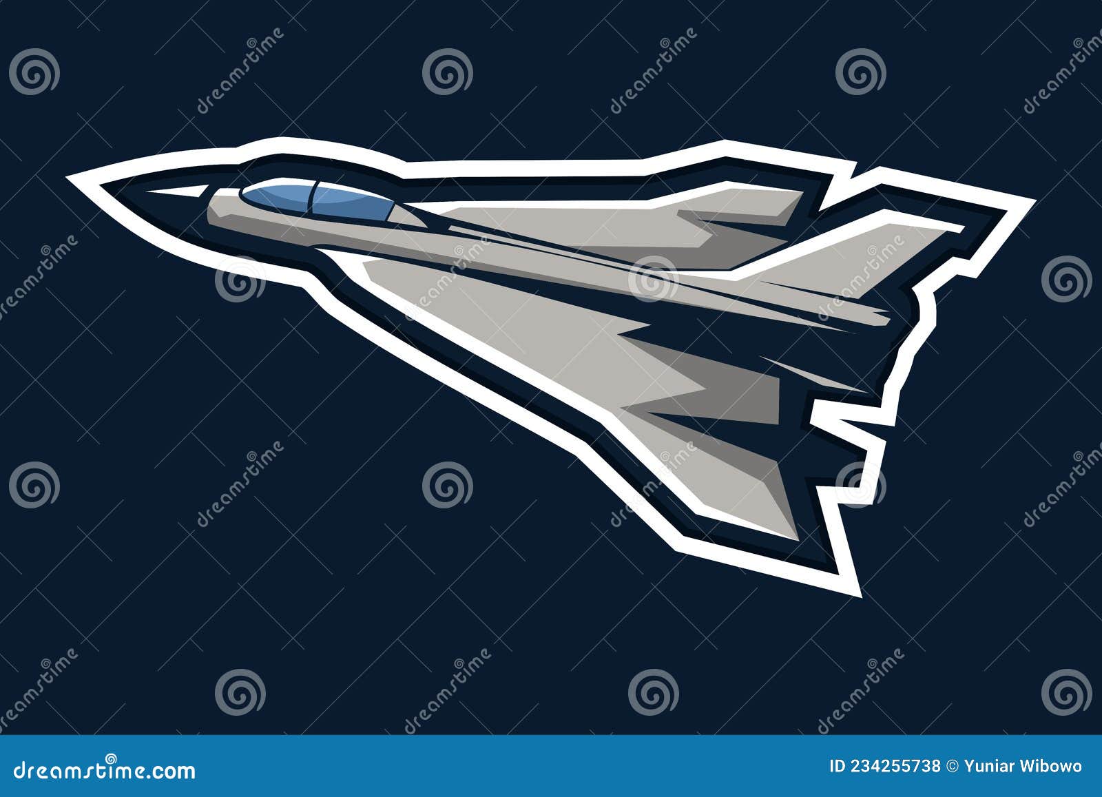 American Cold War Stealth Fighter Plane Vector Illustration. Stock ...