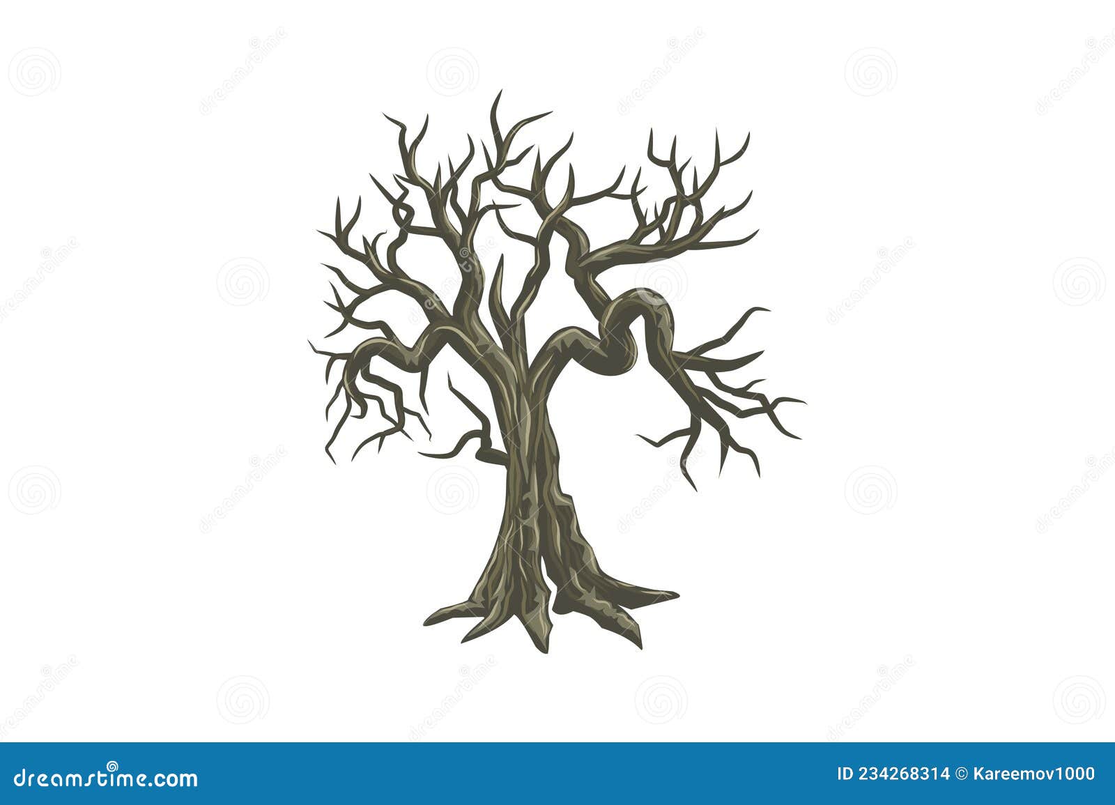 Abstract Hand Drawing Drought Tree Vector Isolated On White ...