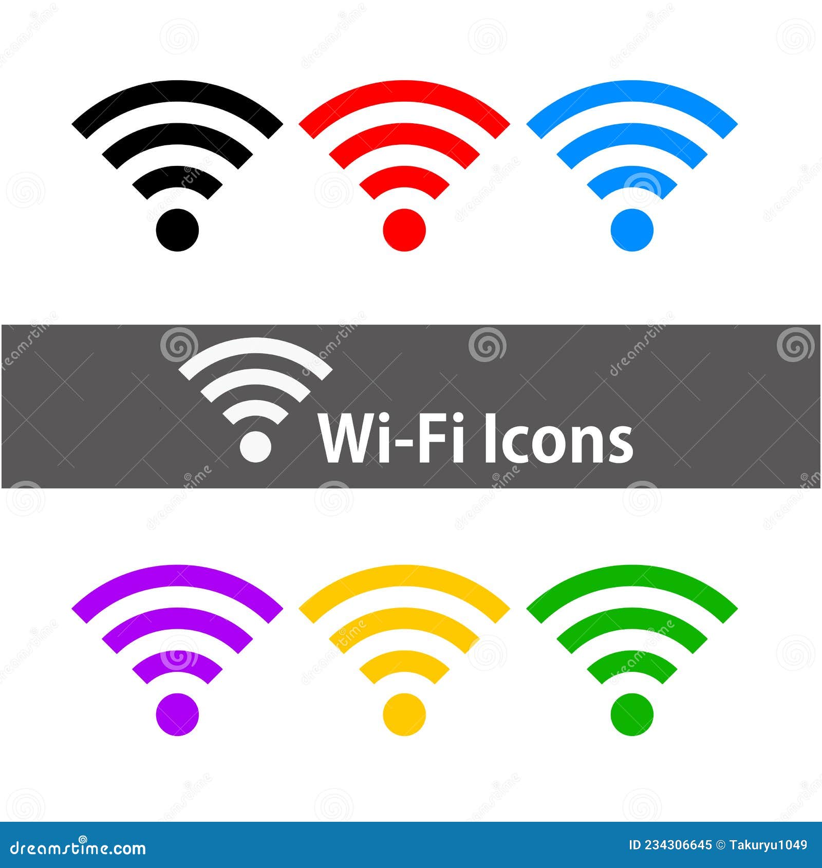 Colorful Wi-Fi Icon Sets . (Blackãƒ»Redãƒ»Blueãƒ»Purpleãƒ»Yellowãƒ ...
