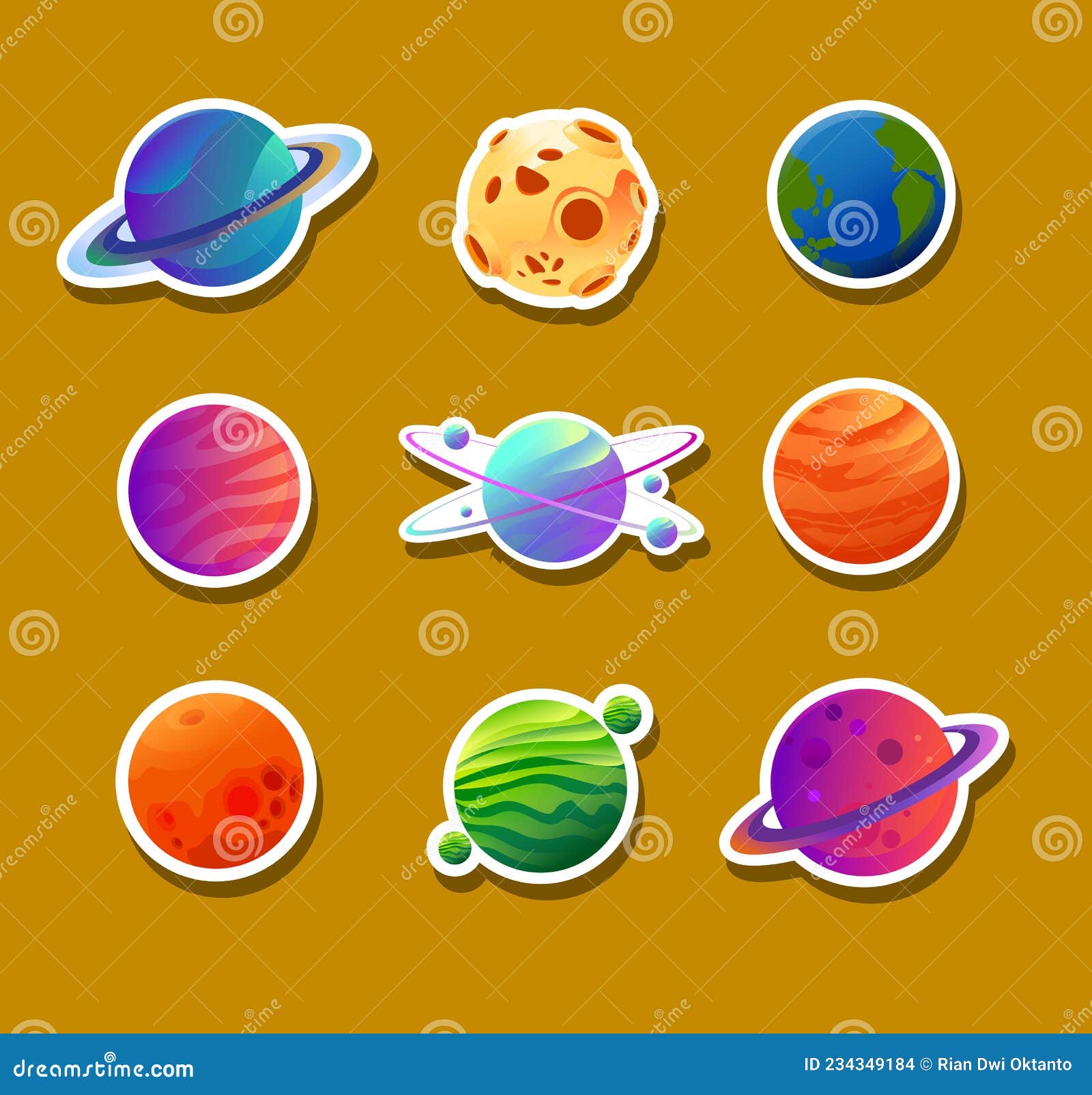 Planet Set Illustration for Sticker Design Stock Vector - Illustration ...