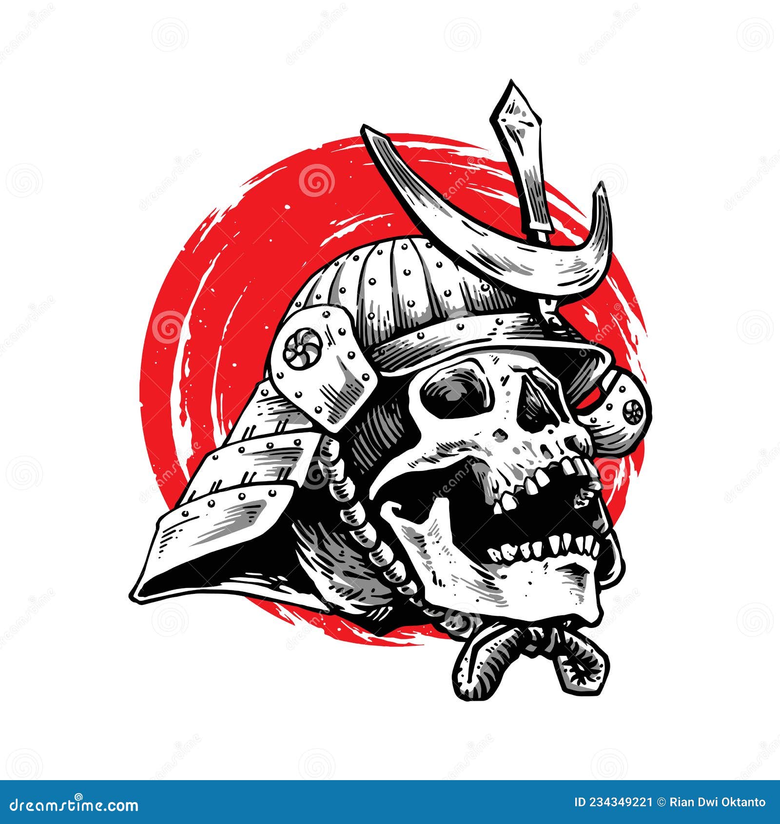 Samurai with Skull Face Illustration Stock Vector - Illustration of ...
