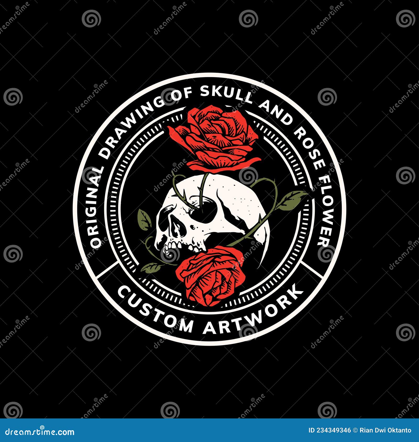 Skull and Rose Illustration for T-shirt Design Stock Vector ...