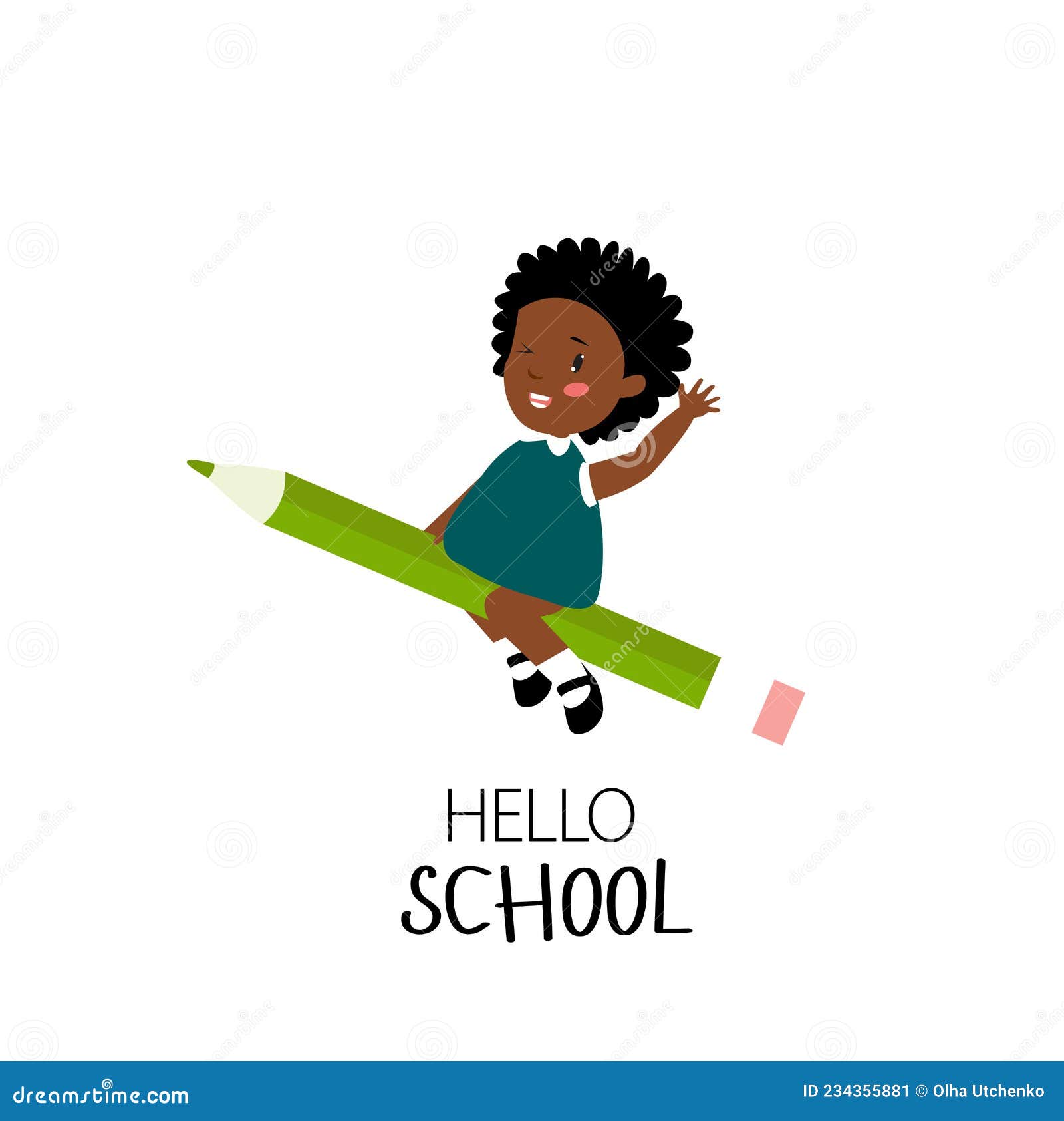 Kid Girl And Kid Boy With Hello Kids Sign Royalty-Free Cartoon ...