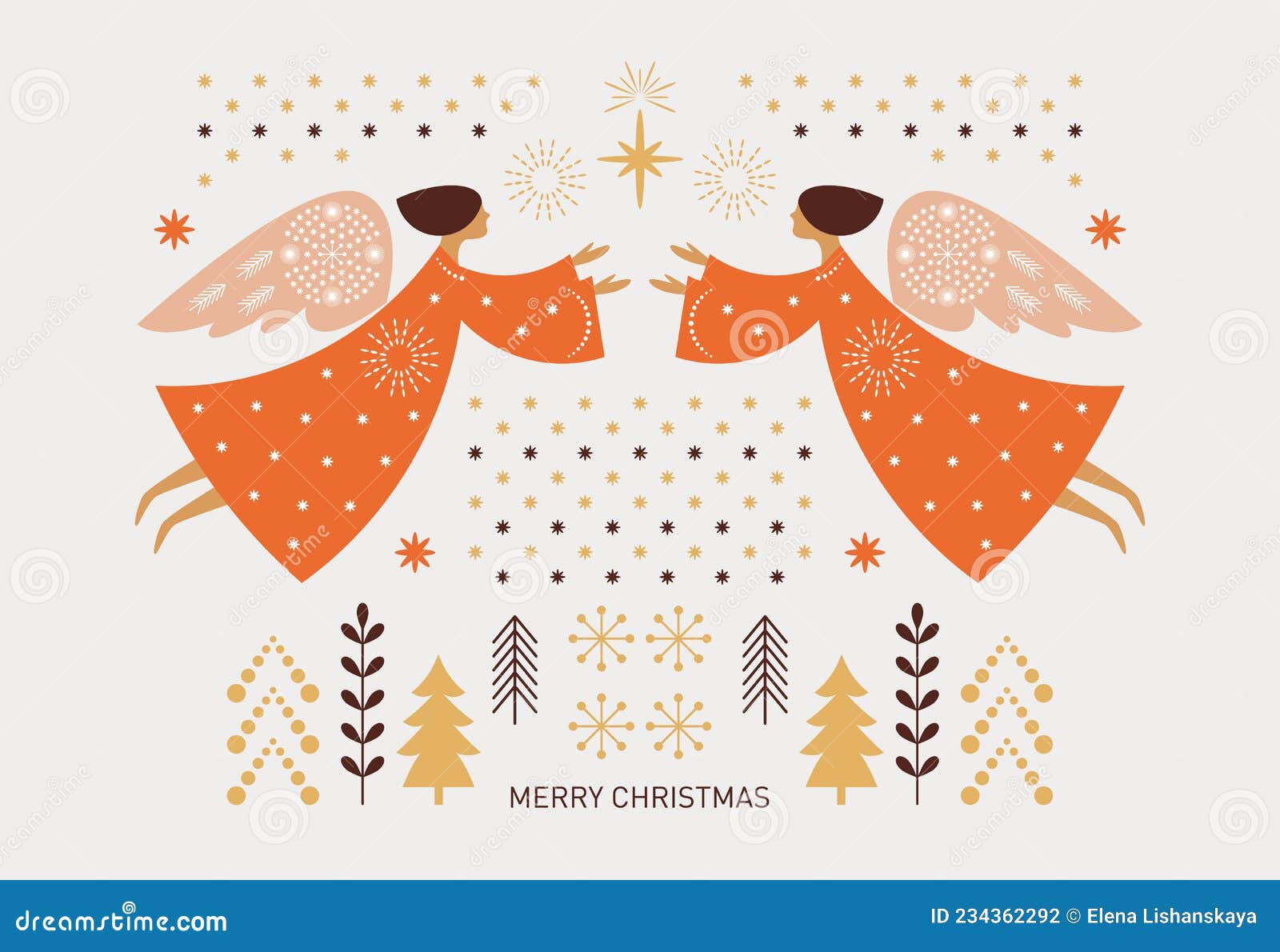 Christmas Card. Flying Christmas Angels Stock Vector - Illustration of ...